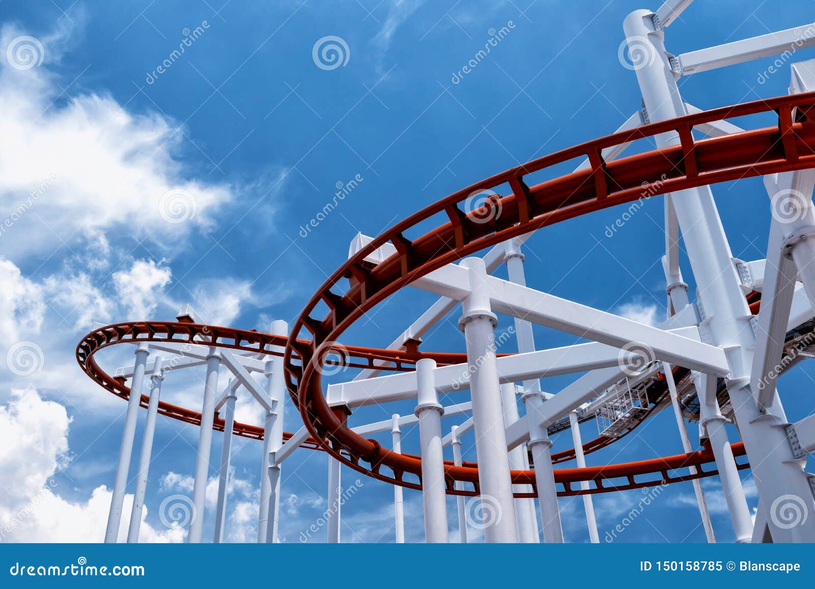 Roller Coaster Against Clear Blue Sky Stock Image - Image of adrenaline ...
