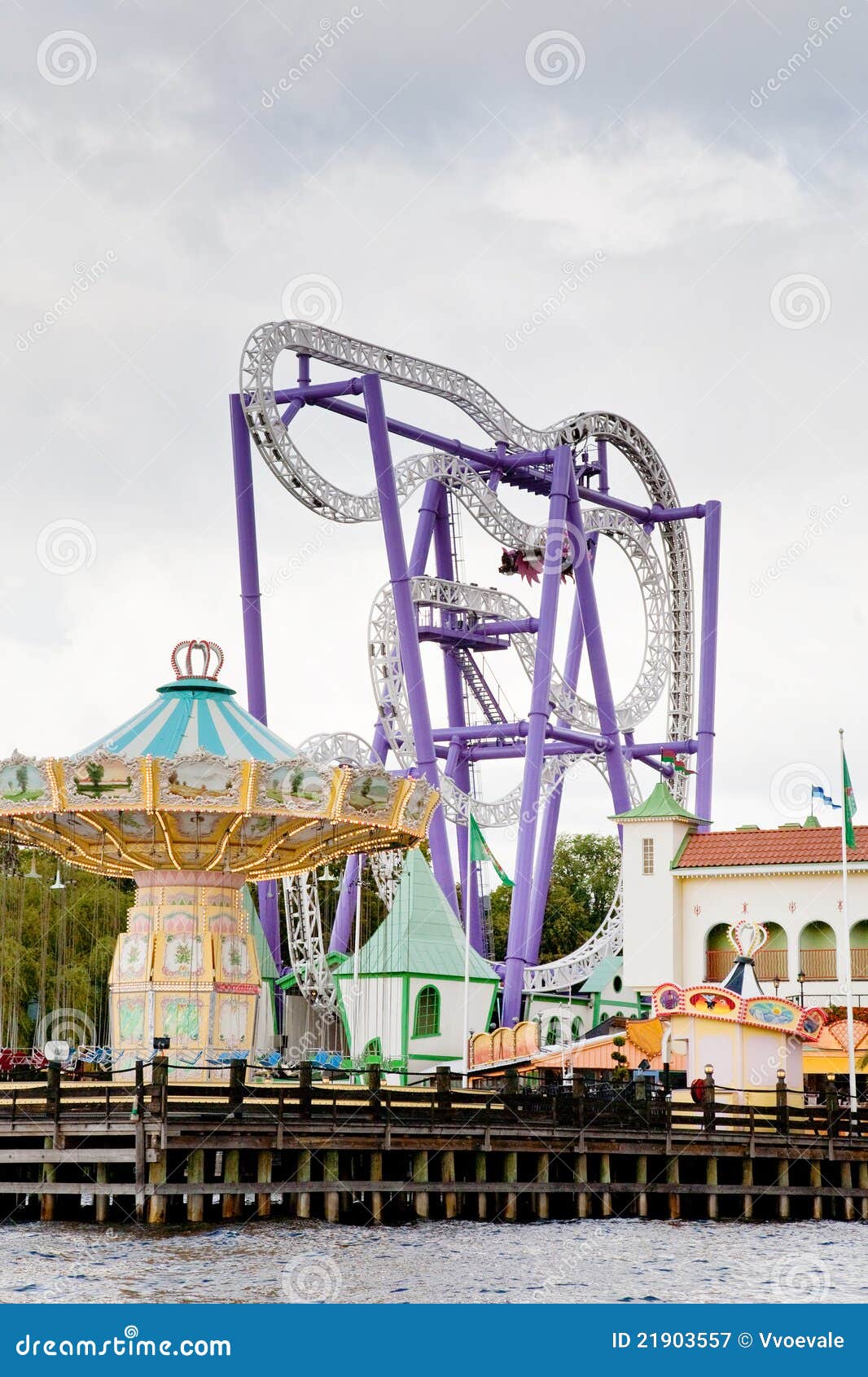 Roller Coaster in Amusement Park Stock Image - Image of merry, landmark ...