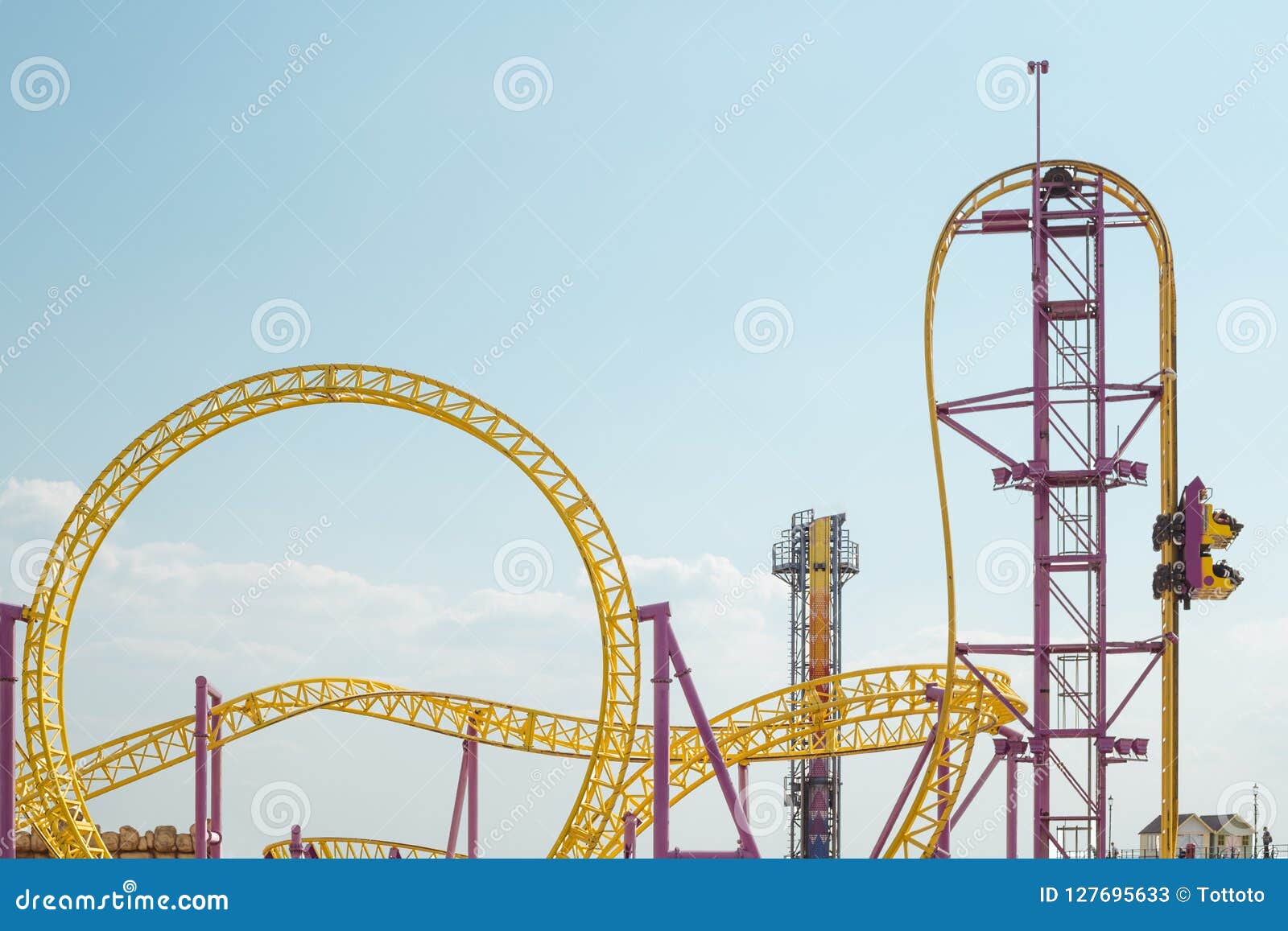Roller Coaster Yellow Construction Stock Image - Image of copy, fear ...