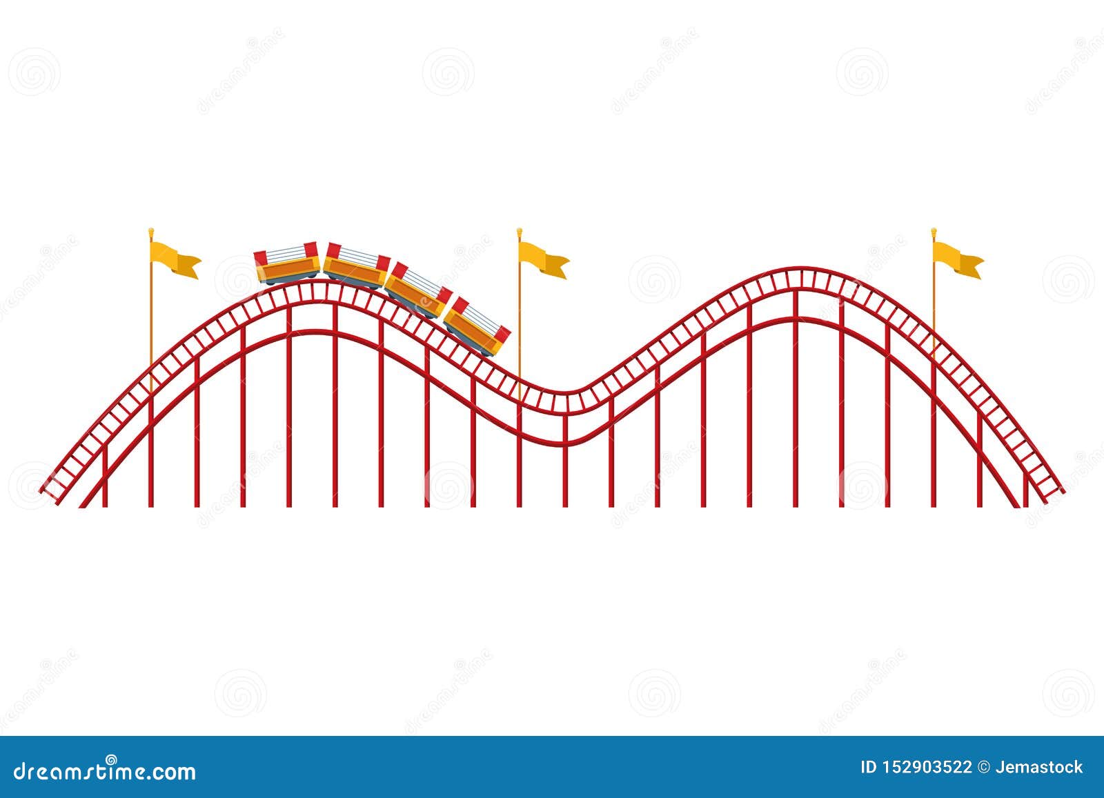 Roller Coaster in Amusement Park Stock Vector - Illustration of balloon ...