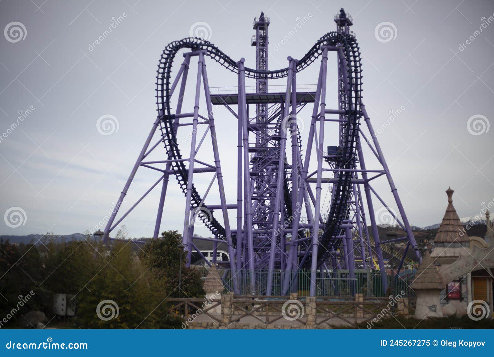 A Roller Coaster in an Amusement Park. Relax in Fun Amusement. Fun for ...