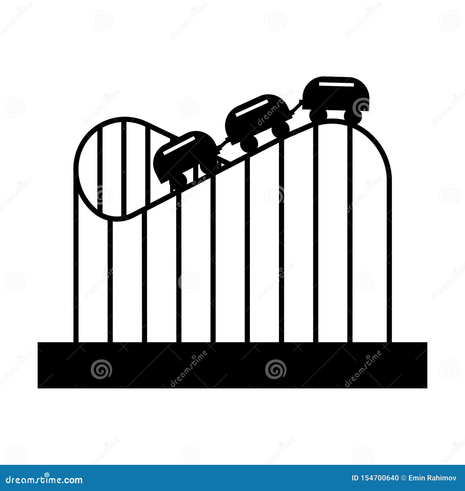 Roller Coaster in Amusement Park Sign Stock Illustration - Illustration ...