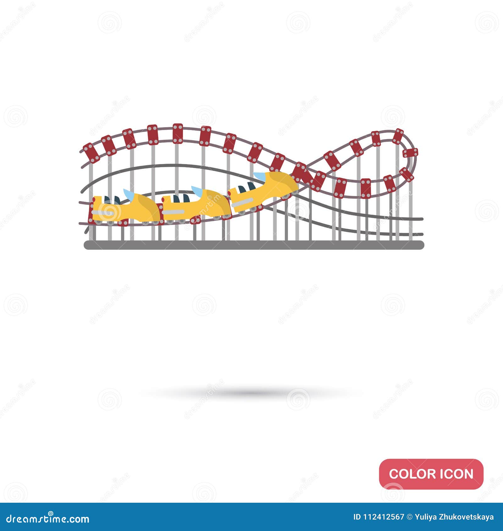 Roller Coaster Attraction Color Flat Icon Stock Vector - Illustration ...