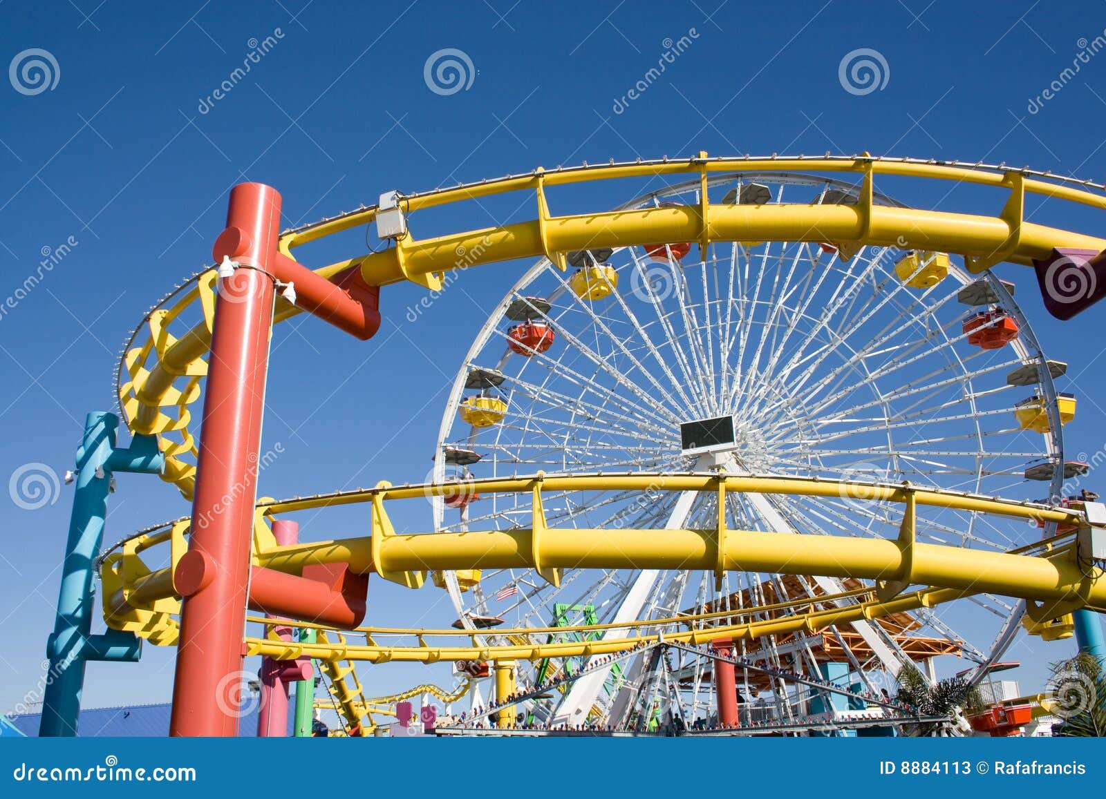Roller Coaster and Big Wheel Stock Image - Image of colorful, ferris ...