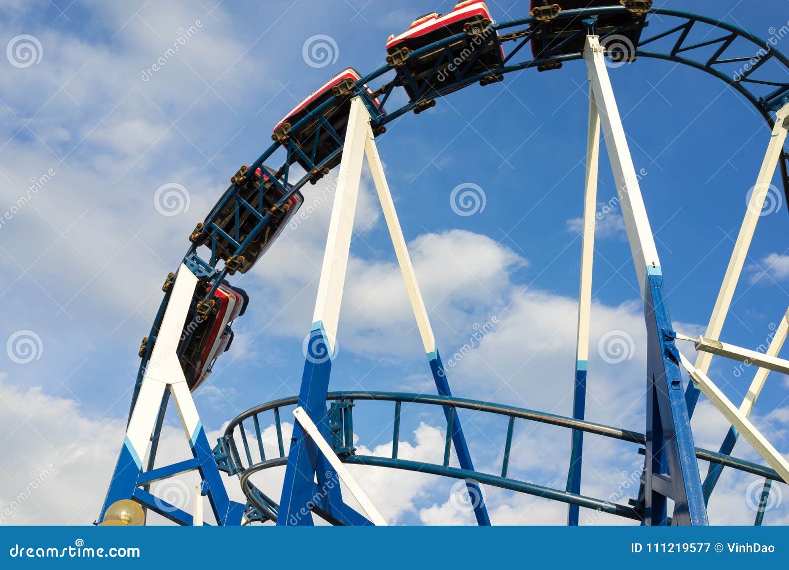 Roller Coaster with Blue Sky Closeup Stock Image - Image of enjoyment ...