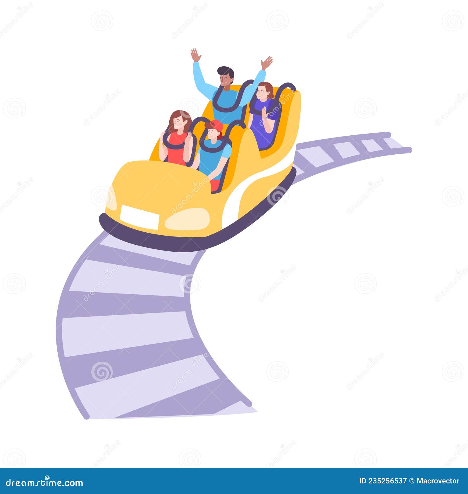 Roller Coaster Car Composition Stock Vector - Illustration of amusement ...