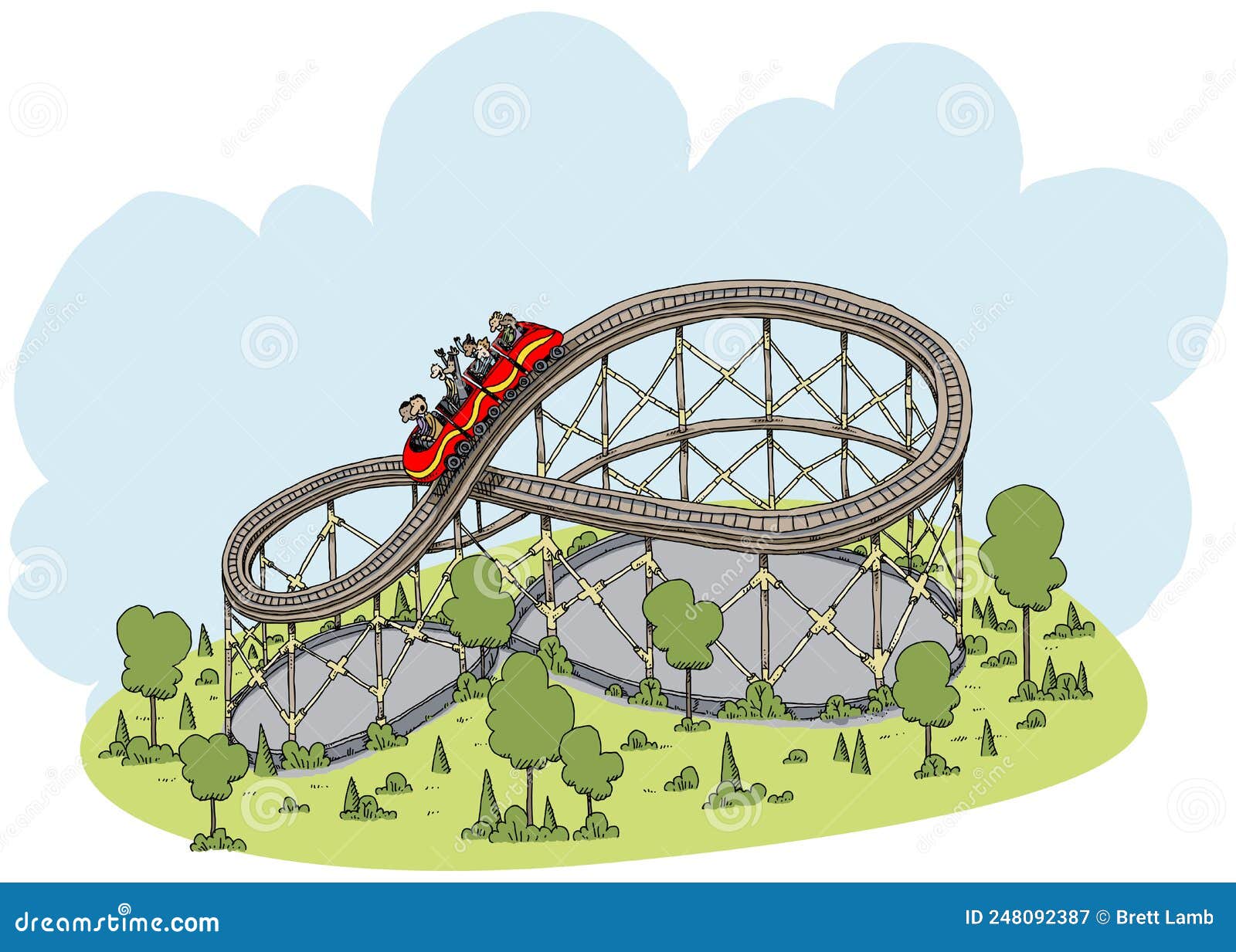 Roller Coaster Circuit stock vector. Illustration of bush - 248092387