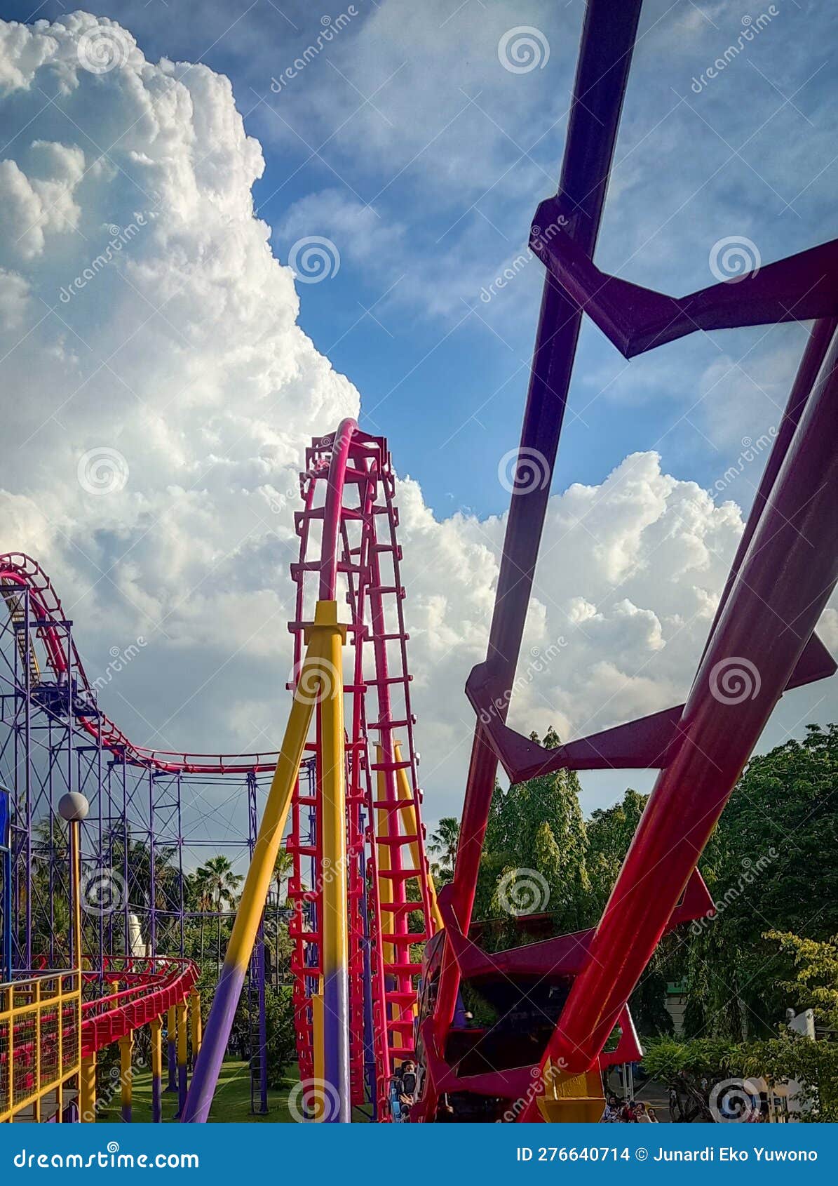 Roller Coaster and the Clouds Stock Photo - Image of play, tree: 276640714