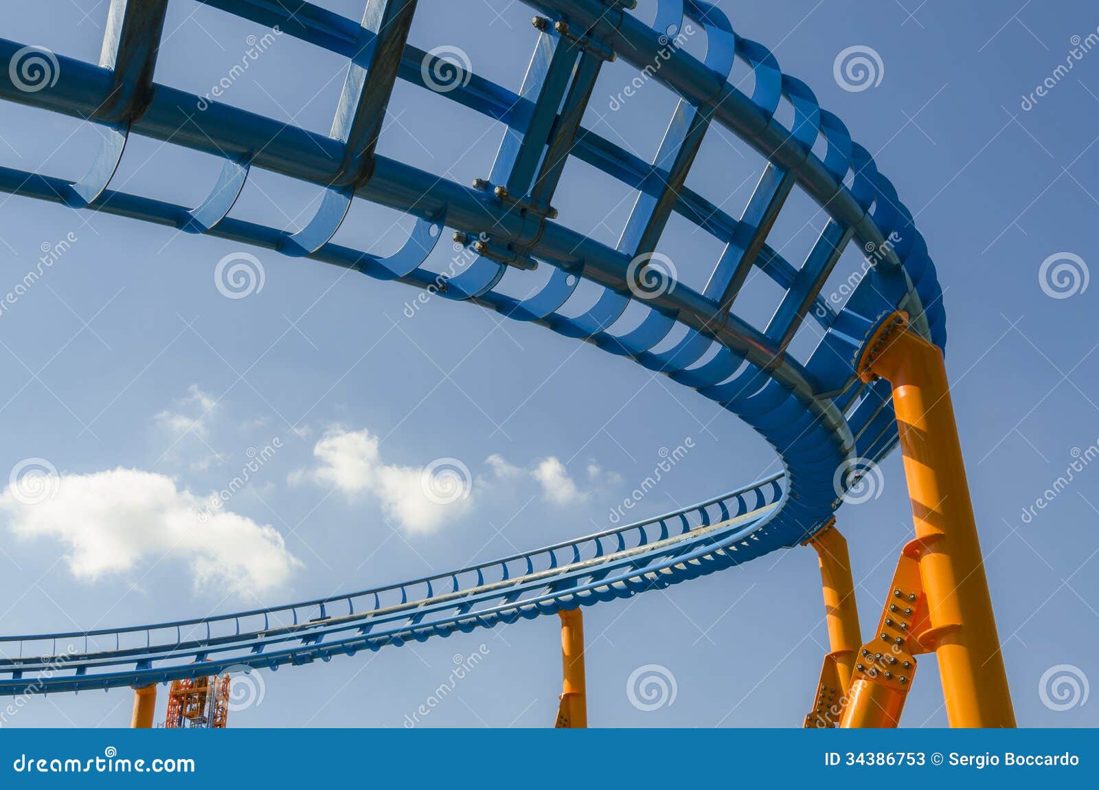 Roller coaster stock image. Image of orange, rail, post - 34386753