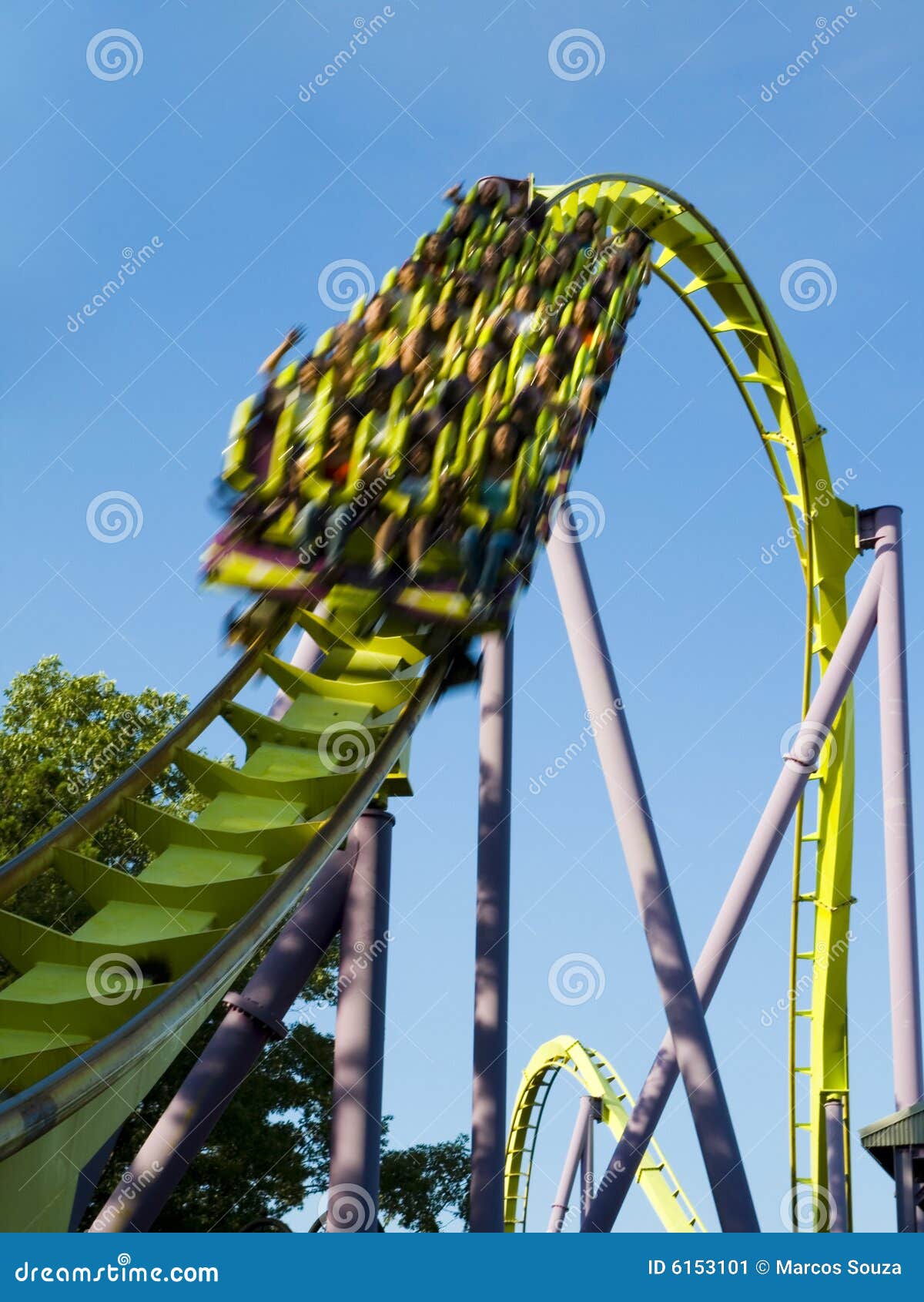 Roller Coaster drop stock image. Image of park, flags - 6153101