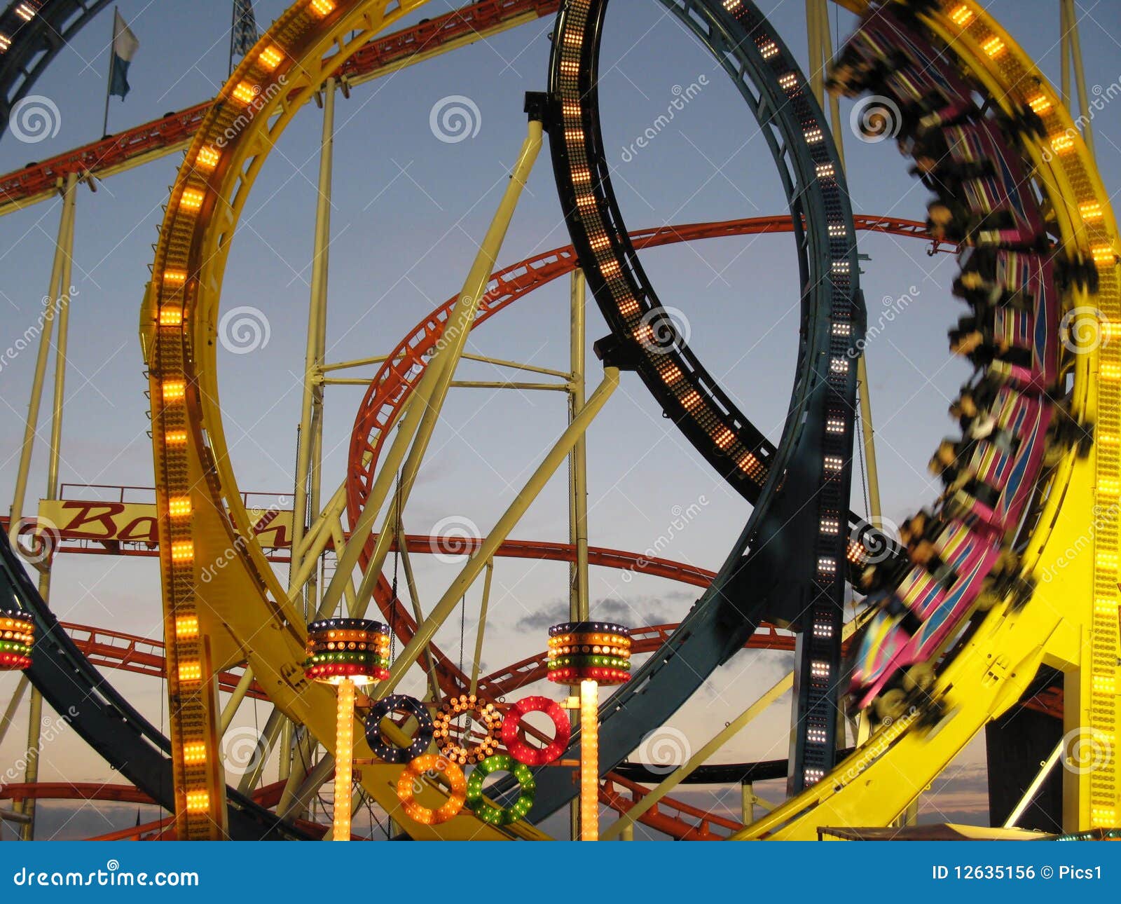 Roller coaster on a fair stock photo. Image of courageous - 12635156