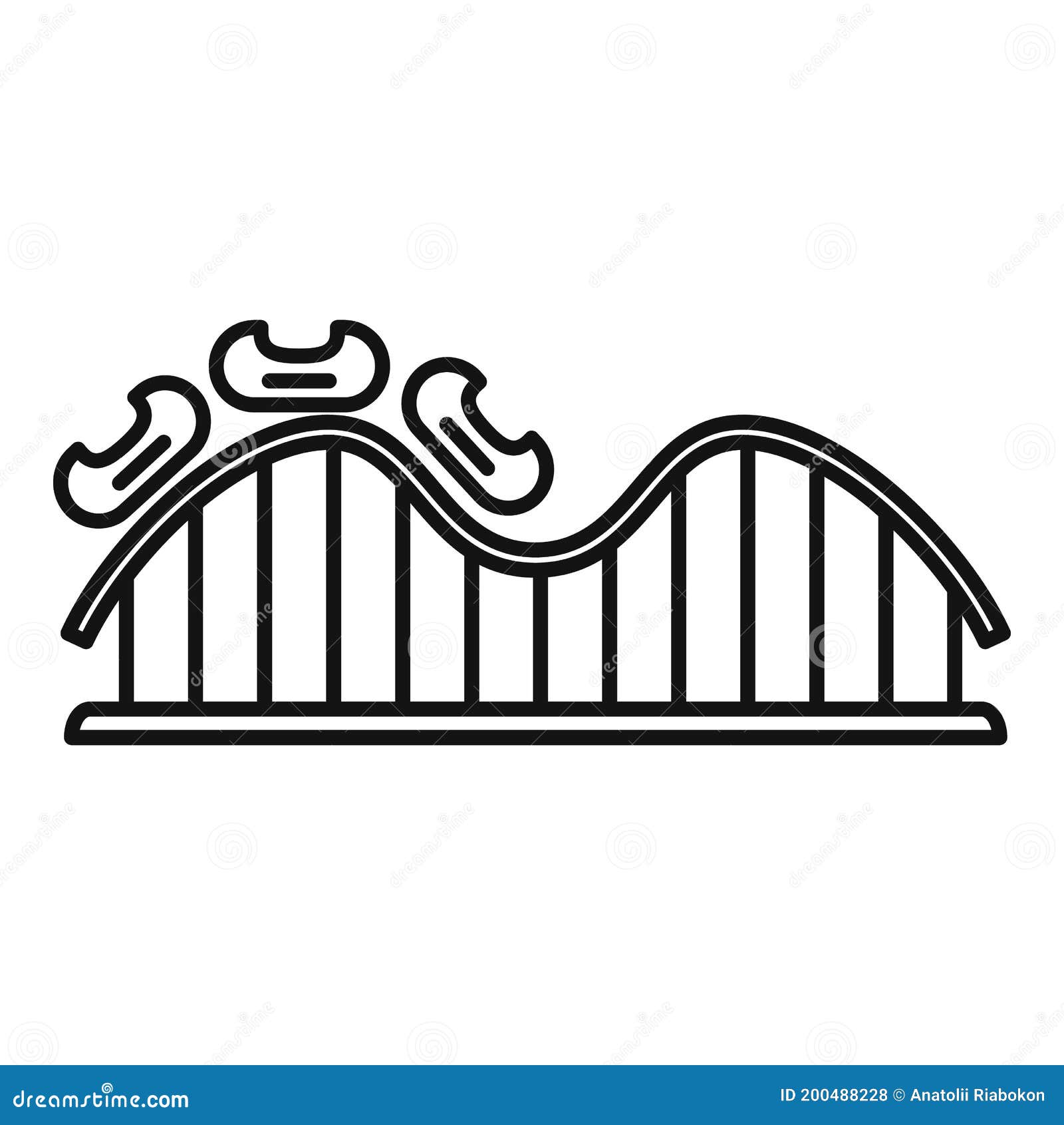 Roller Coaster Fun Icon, Outline Style Stock Vector - Illustration of ...