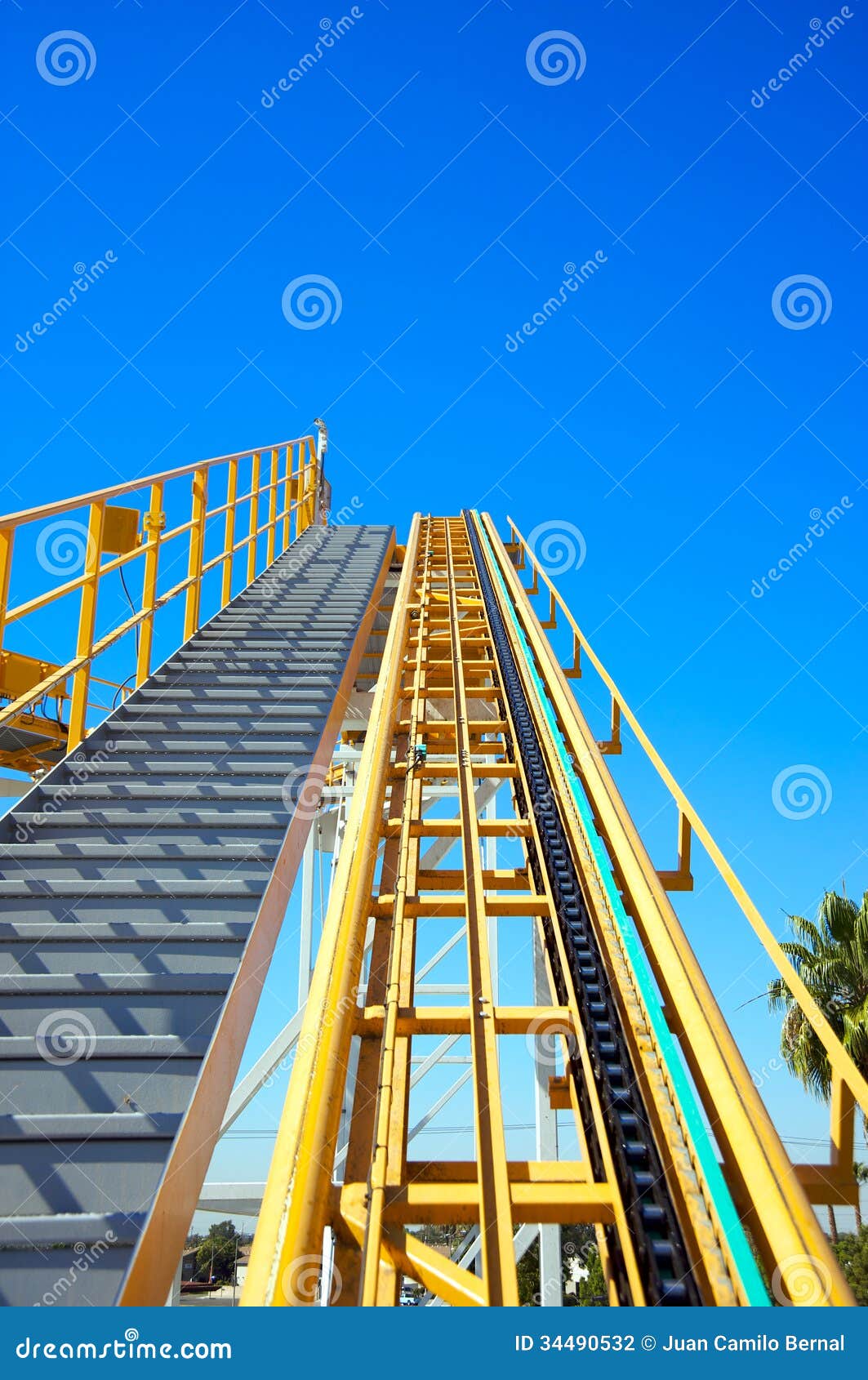Roller Coaster Initial Ramp with Clear Sky Stock Photo - Image of tall ...