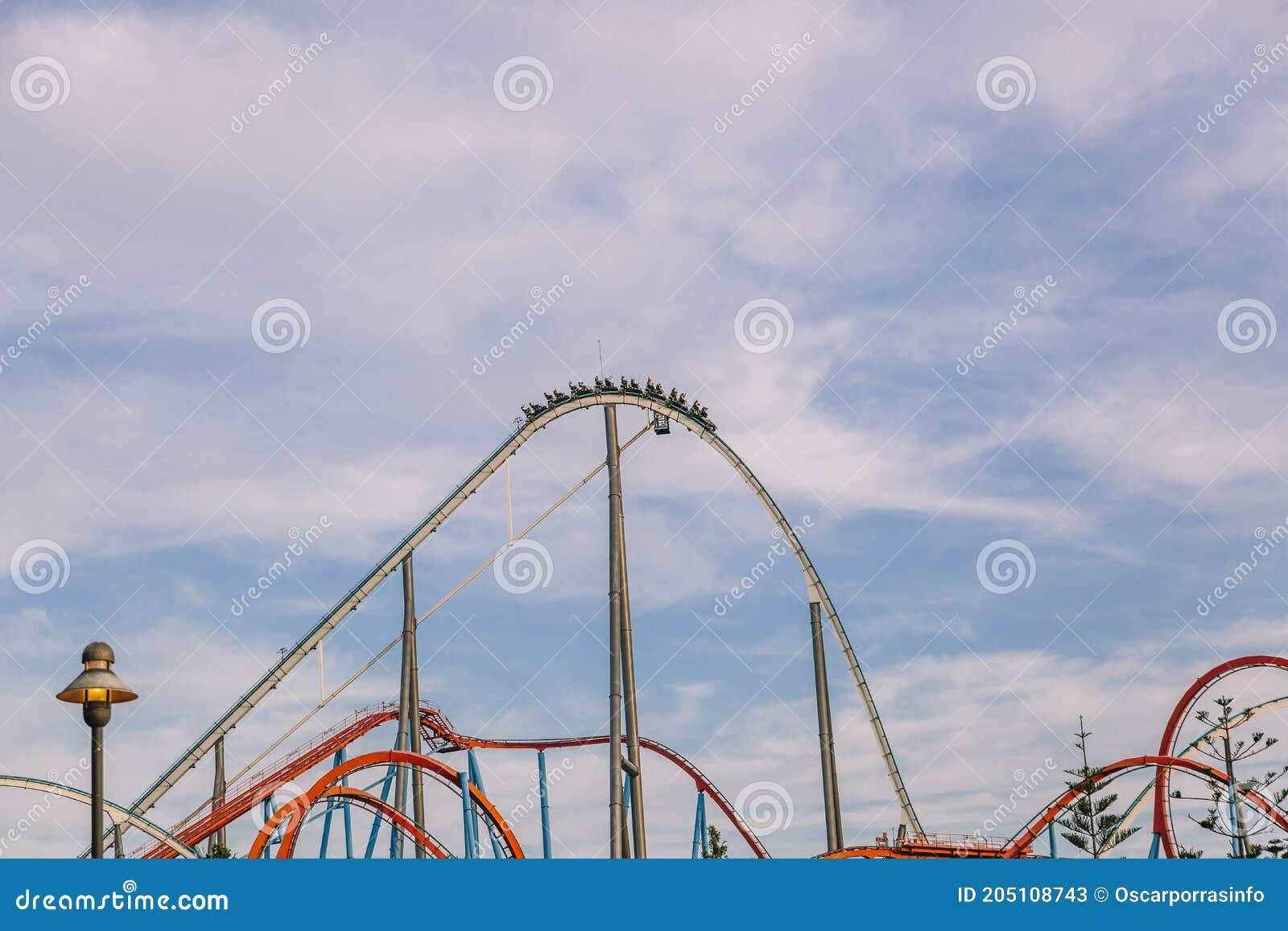 Roller Coaster in a Large Amusement Park Stock Image - Image of range ...
