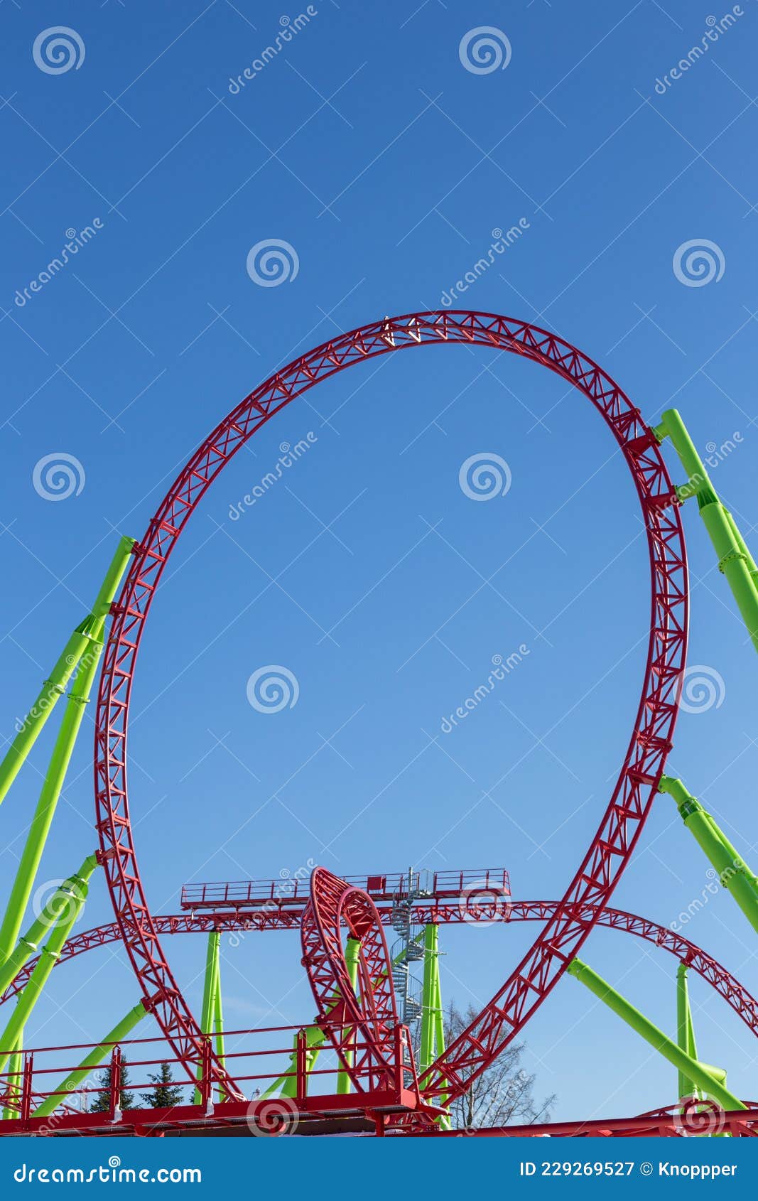 Bright Roller Coaster Rails in the Form of a Loop Stock Image - Image ...