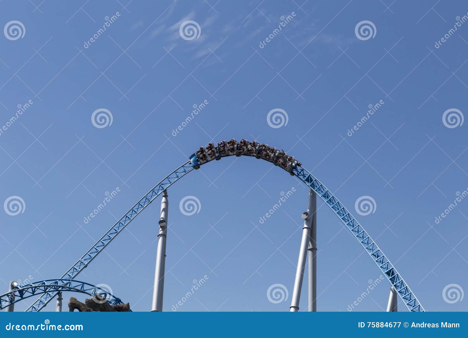 Roller Coaster Loop and Blue Sky Stock Image - Image of colorful ...