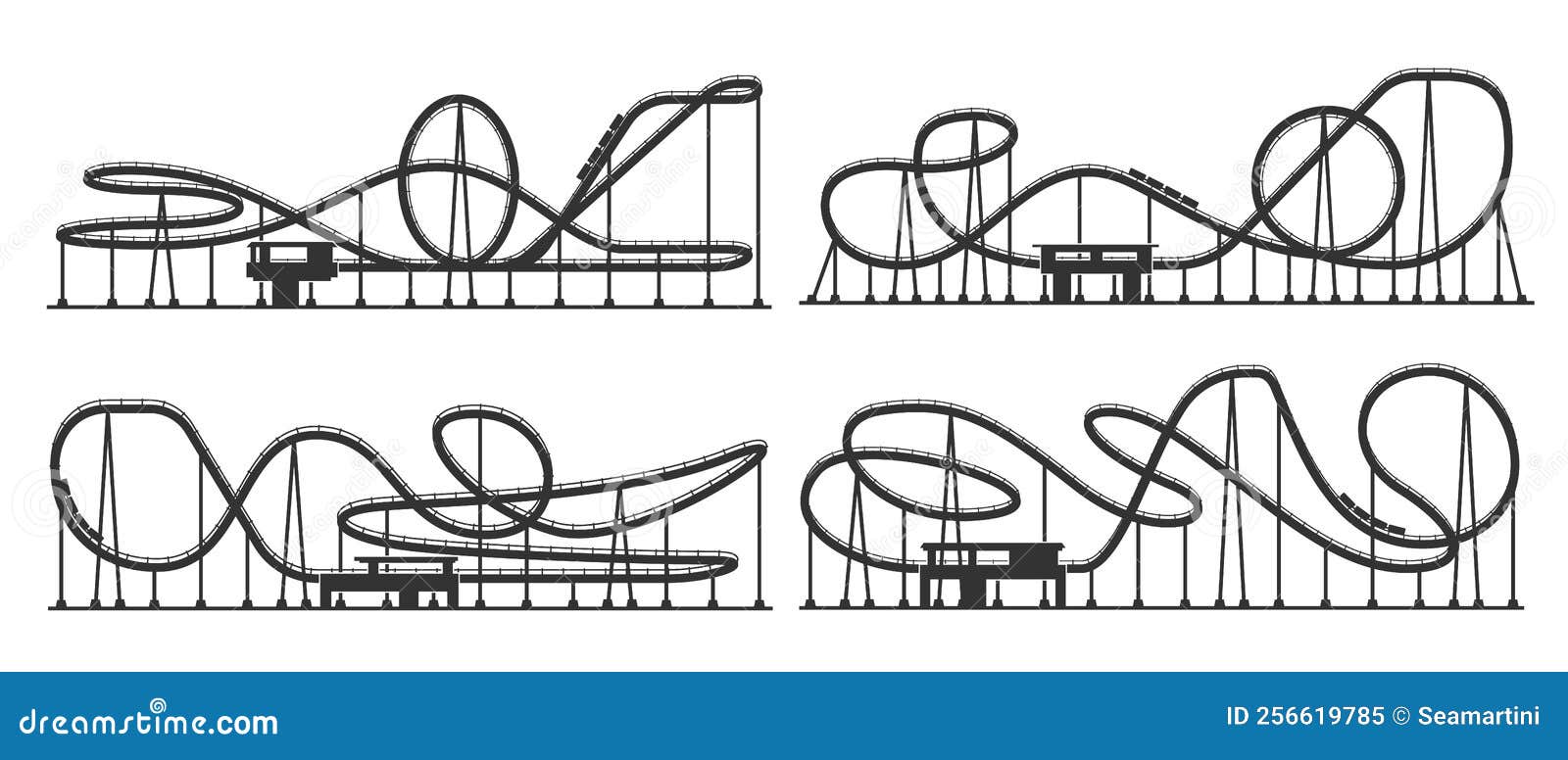 Roller Coaster Loop, Rollercoaster Silhouette Stock Illustration ...