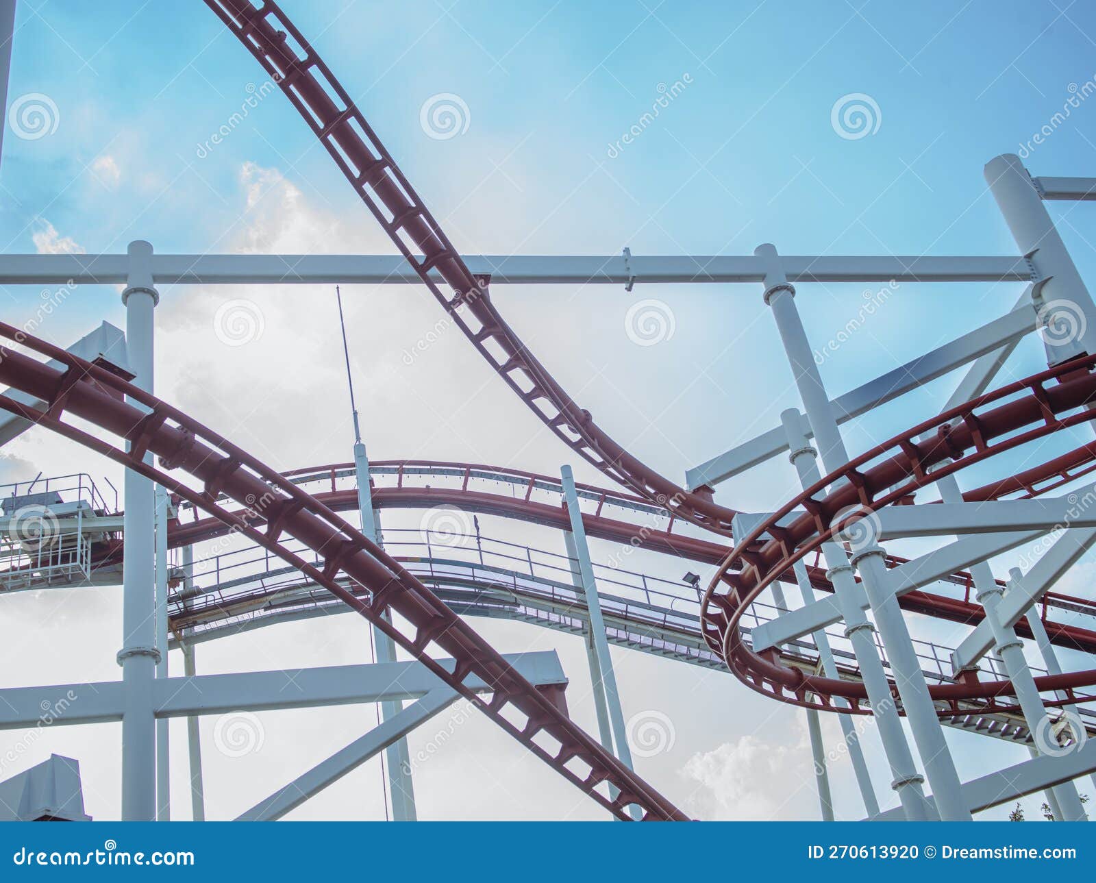 Roller Coaster Rail in Theme Park Stock Photo - Image of resort, fair ...