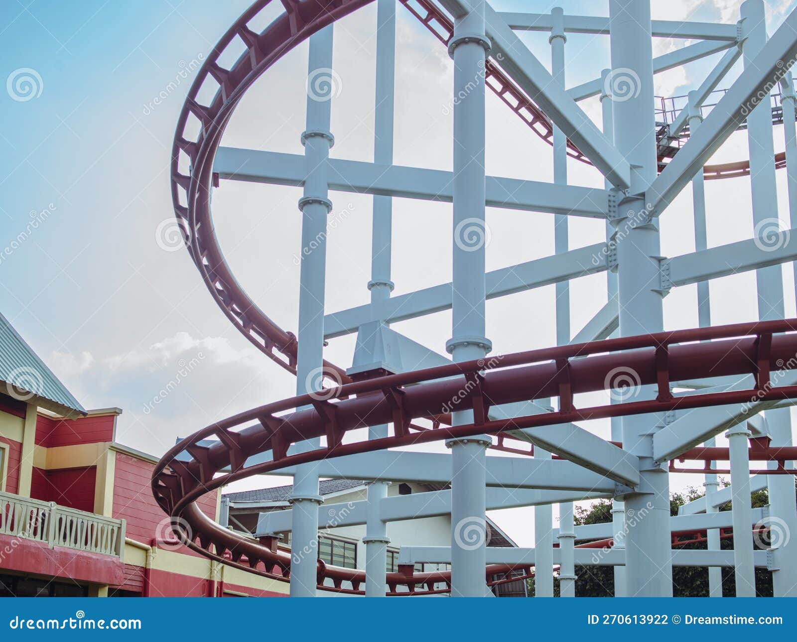 Roller Coaster Rail in Theme Park Stock Photo - Image of leisure ...