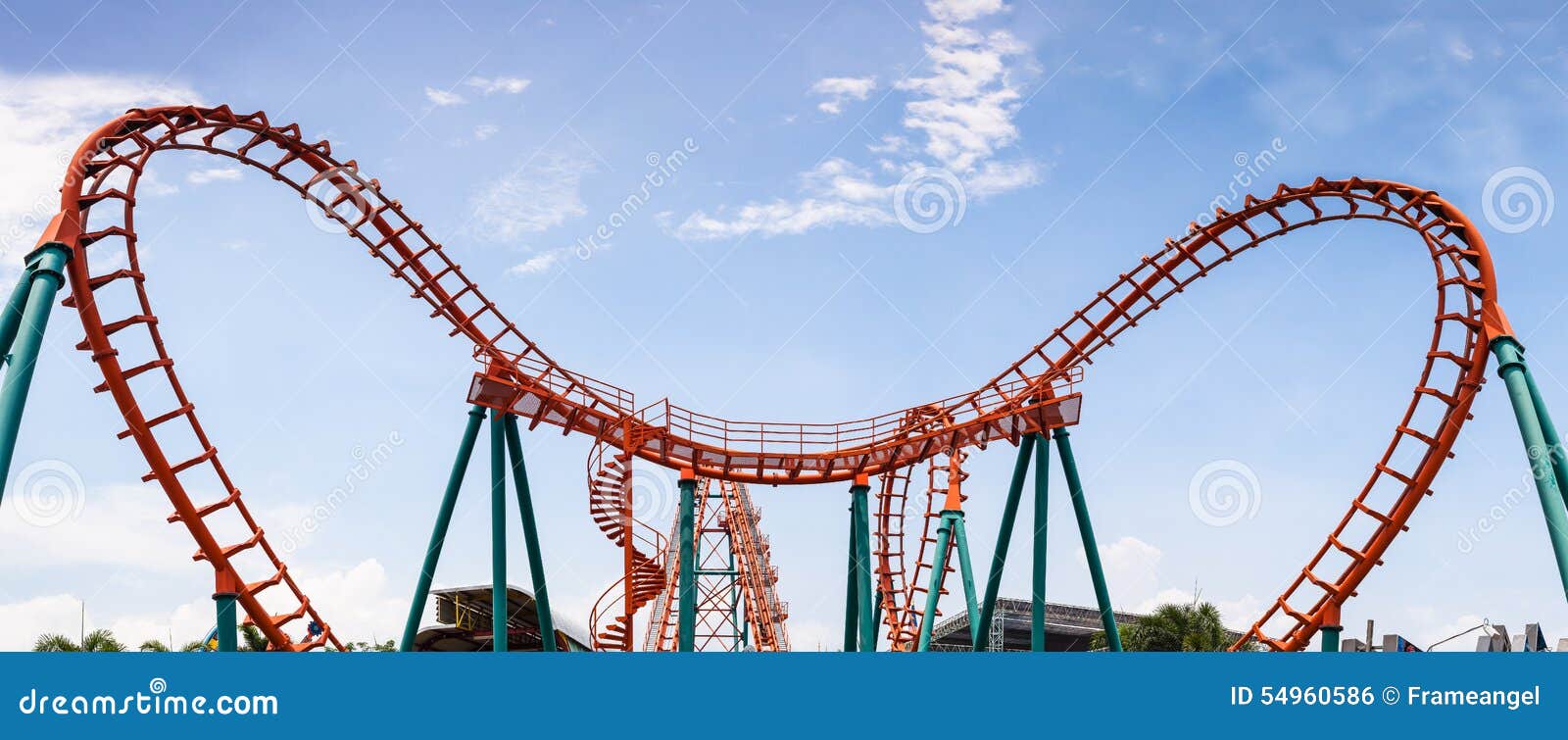 Roller Coaster, Rail Way Curve and Spin Heart Shape As Panorama Stock ...
