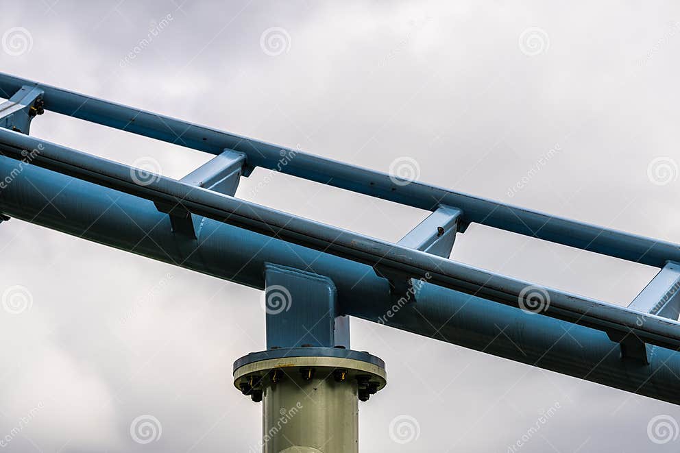 Roller Coaster Rails at an Amusement Park.. Stock Image - Image of ...