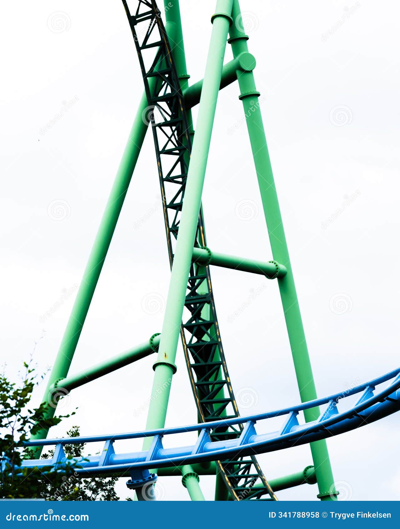 Roller Coaster Rails at an Amusement Park.. Stock Photo - Image of ...
