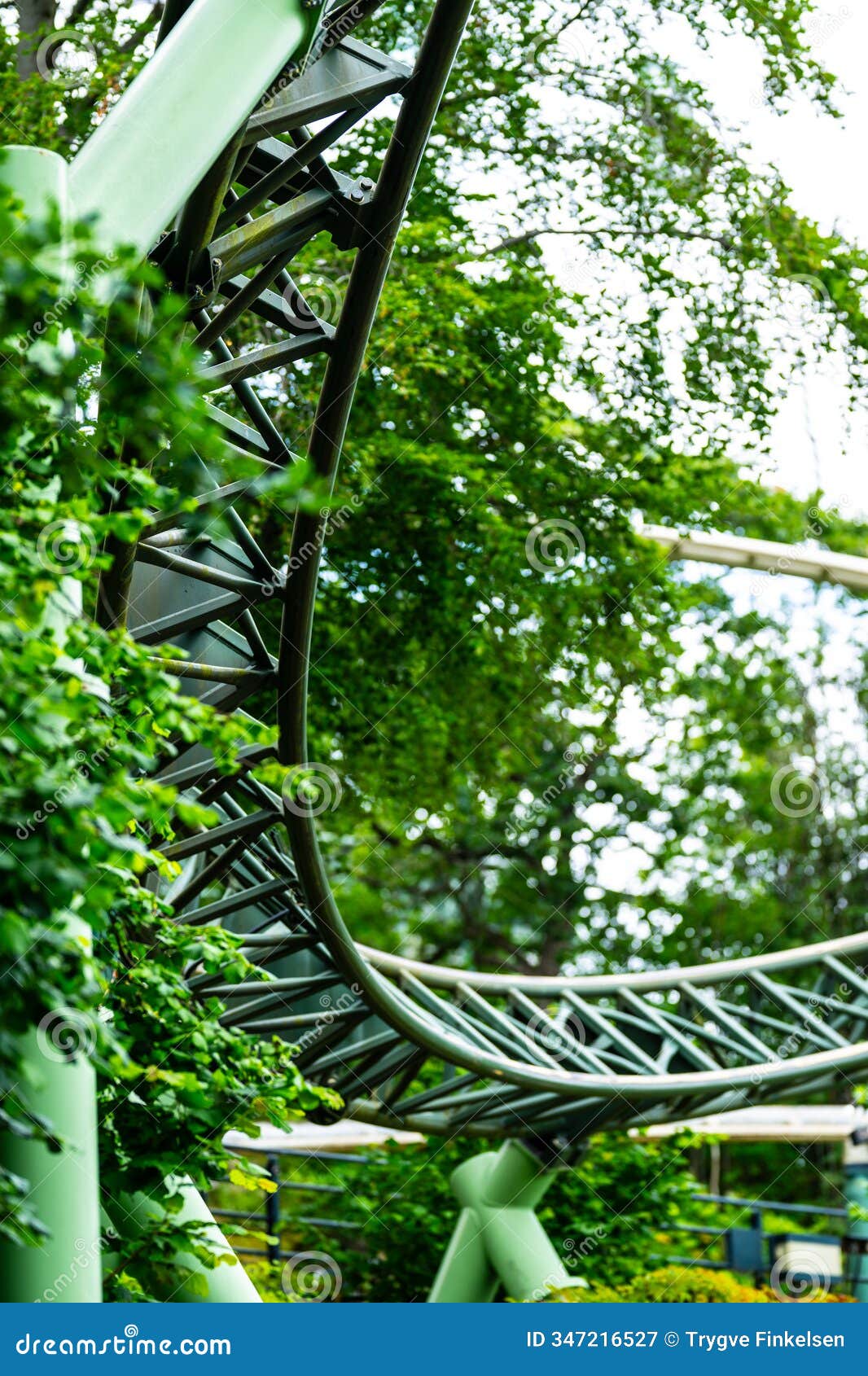 Roller Coaster Rails at an Amusement Park.. Stock Image - Image of ...