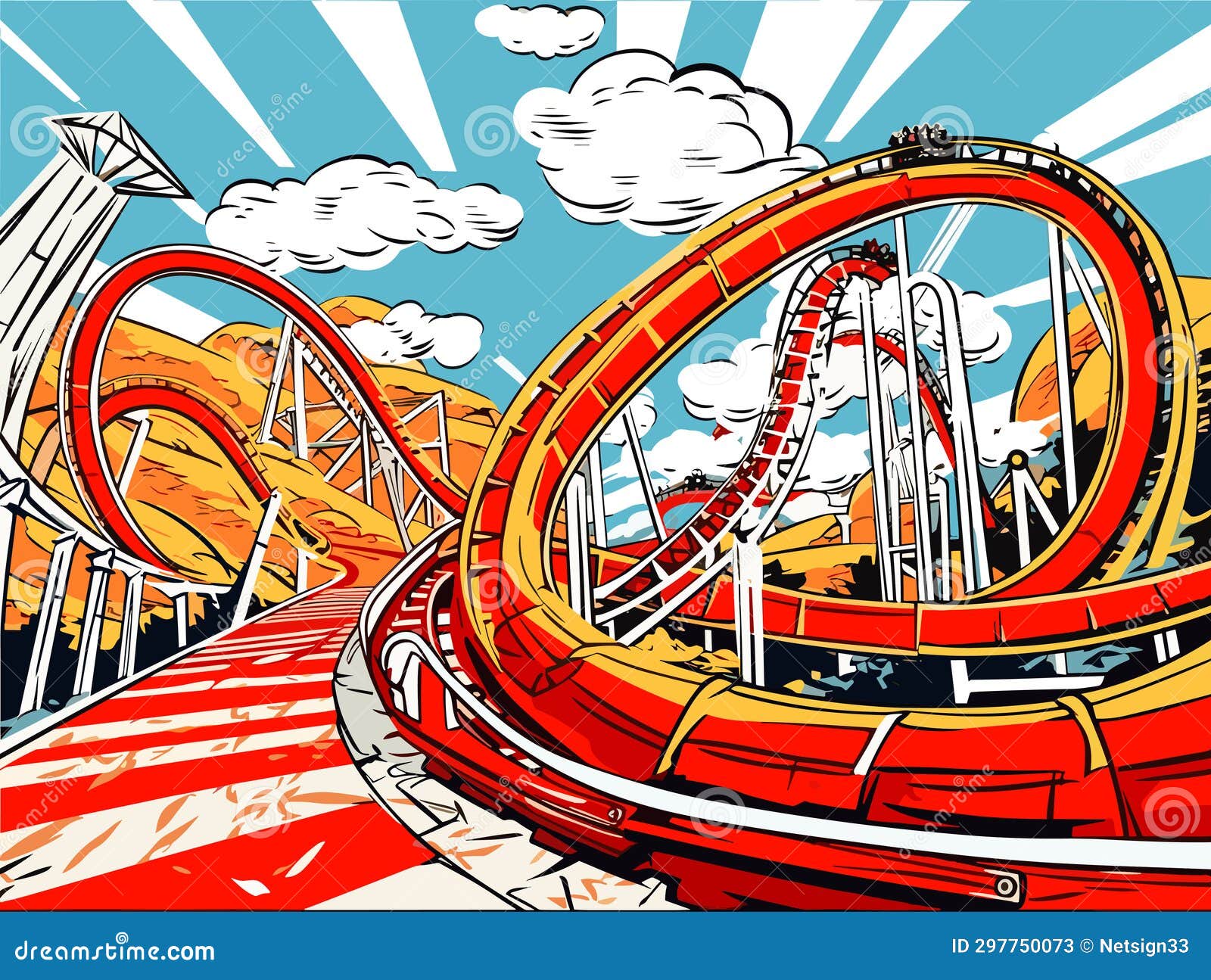 A Roller Coaster with a Red Track - Red Roller Coaster Ride at ...