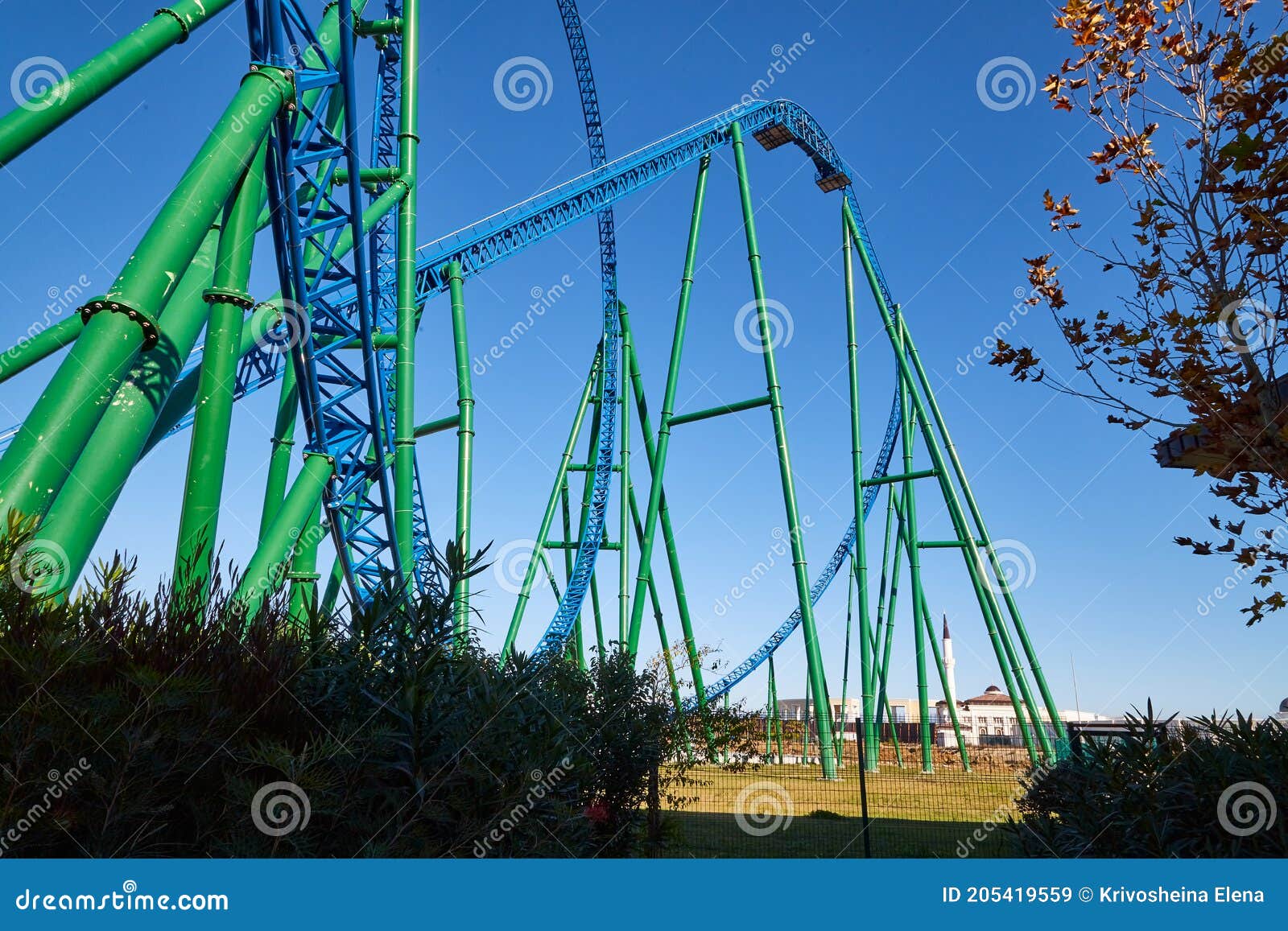 Roller Coaster Ride Against Blue Sky in a Nice Day Stock Image - Image ...