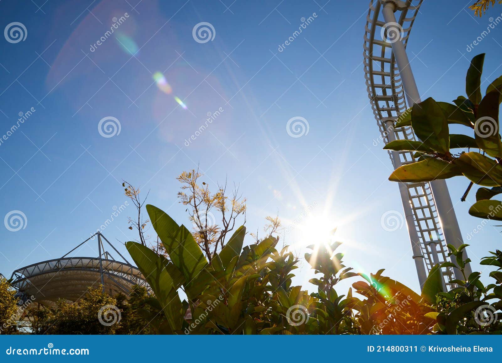 Roller Coaster Ride Against Blue Sky in a Nice Day Stock Image - Image ...