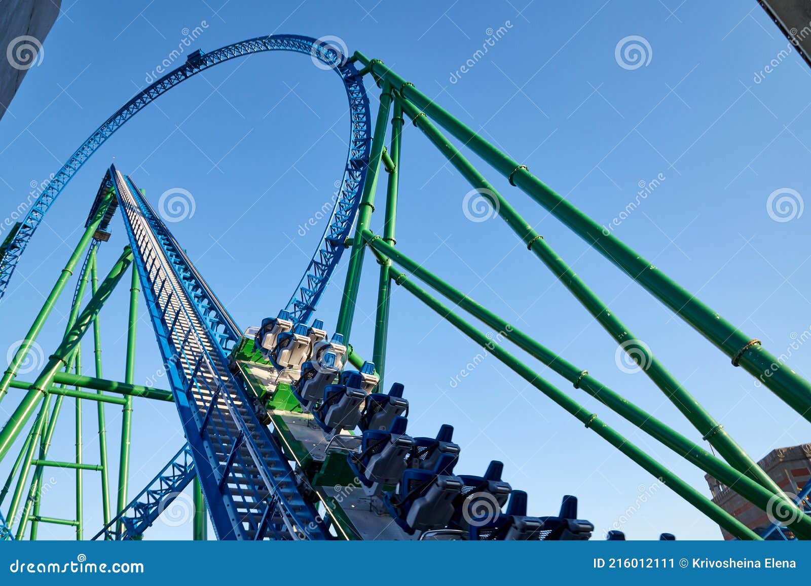 Roller Coaster Ride Against Blue Sky in a Nice Day Stock Image - Image ...