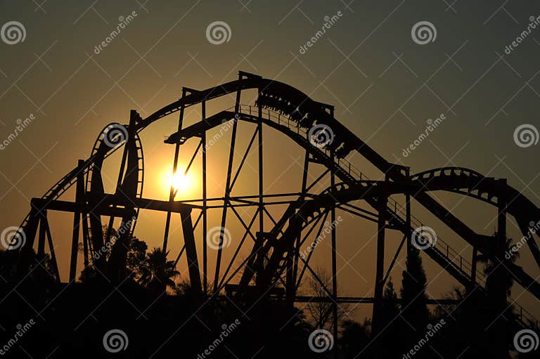 Roller Coaster Ride Silhouette Stock Photo - Image of adventure ...