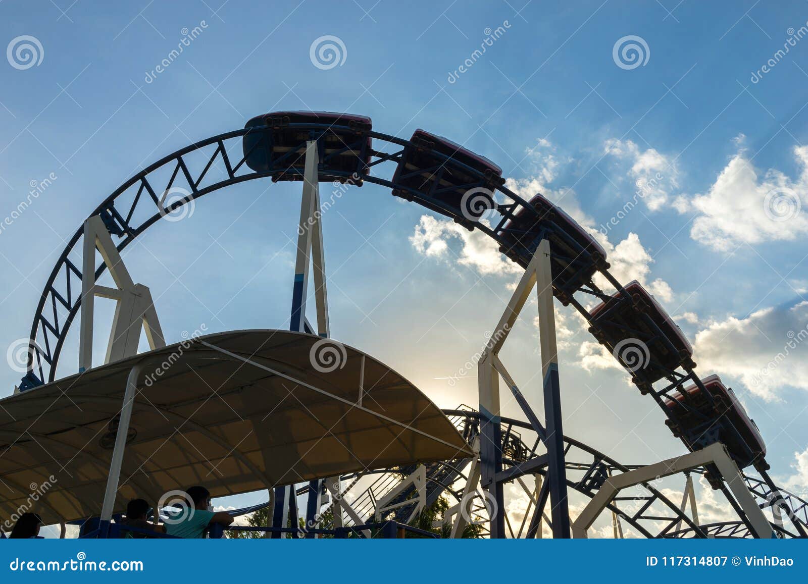 Roller Coaster Silhouette in Evening Editorial Photography - Image of ...