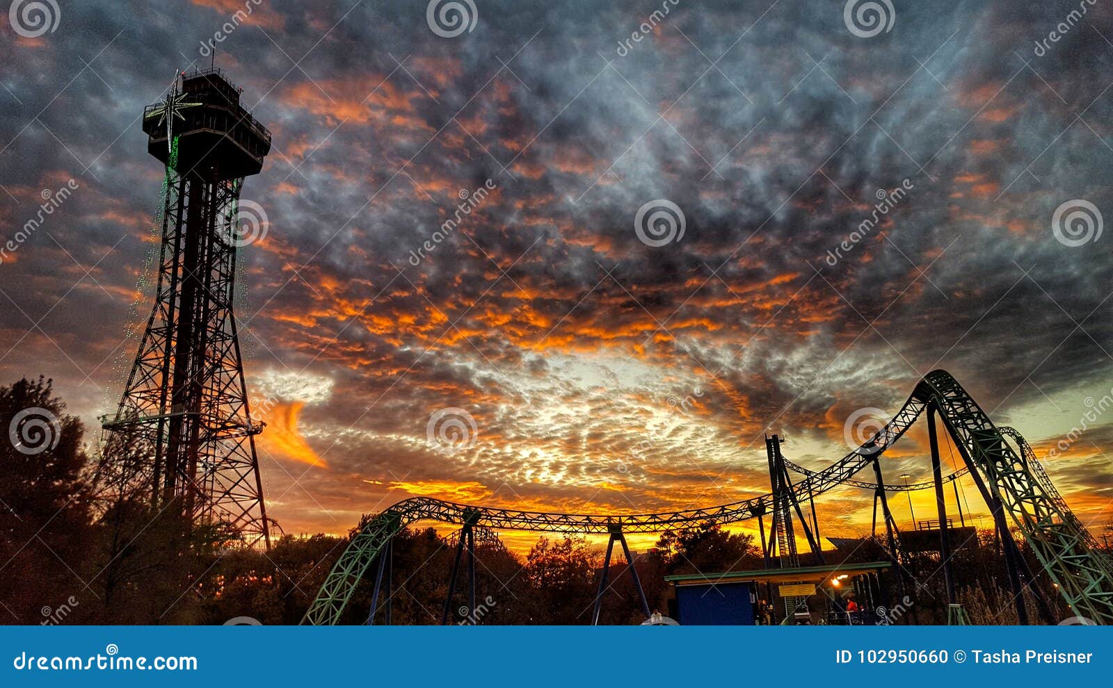Roller coaster sunset stock photo. Image of sunset, roller - 102950660