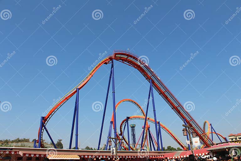 Roller Coaster Theme Park Adventure Stock Image - Image of tower ...