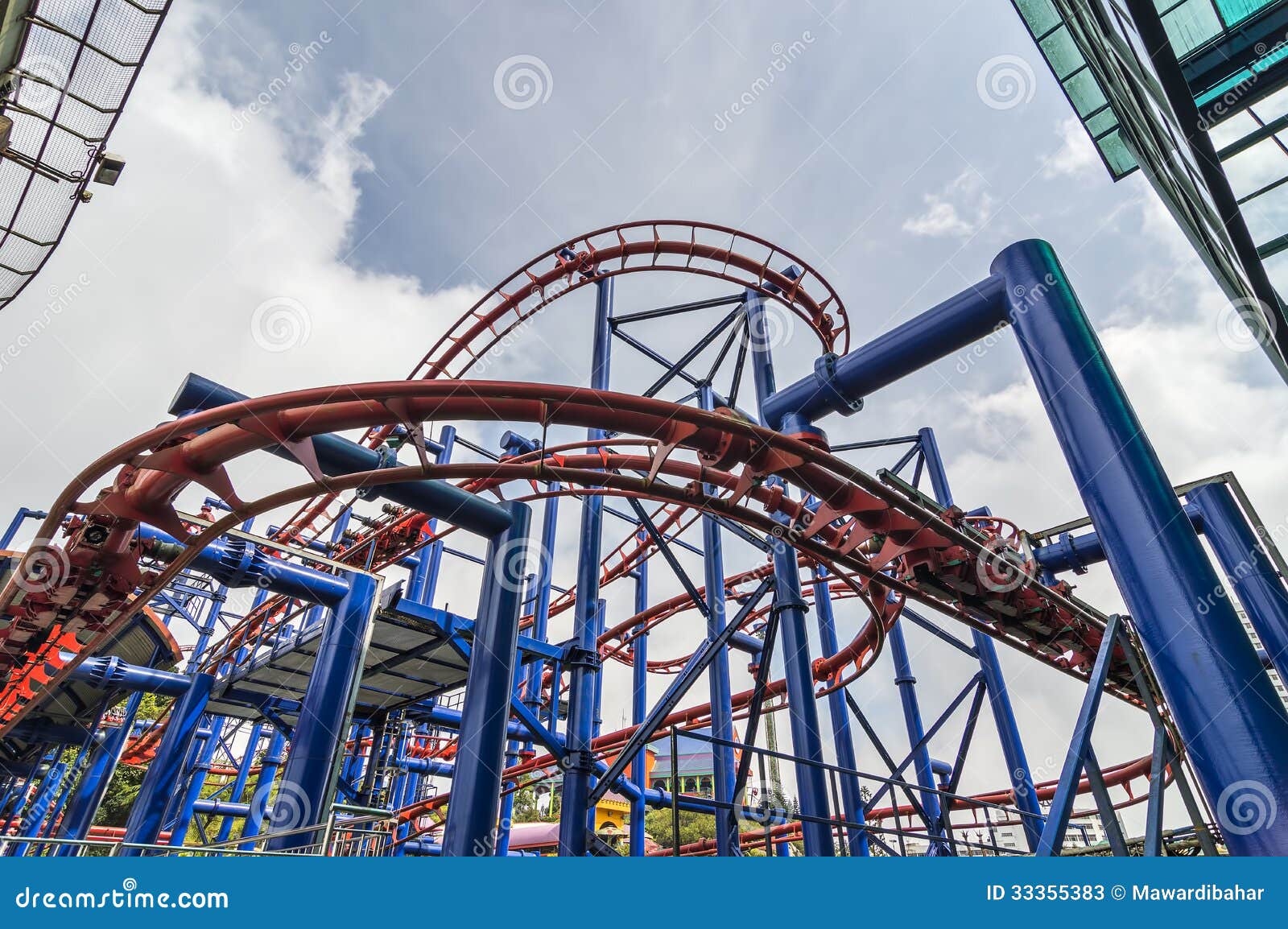 Roller coaster track stock image. Image of attraction - 33355383