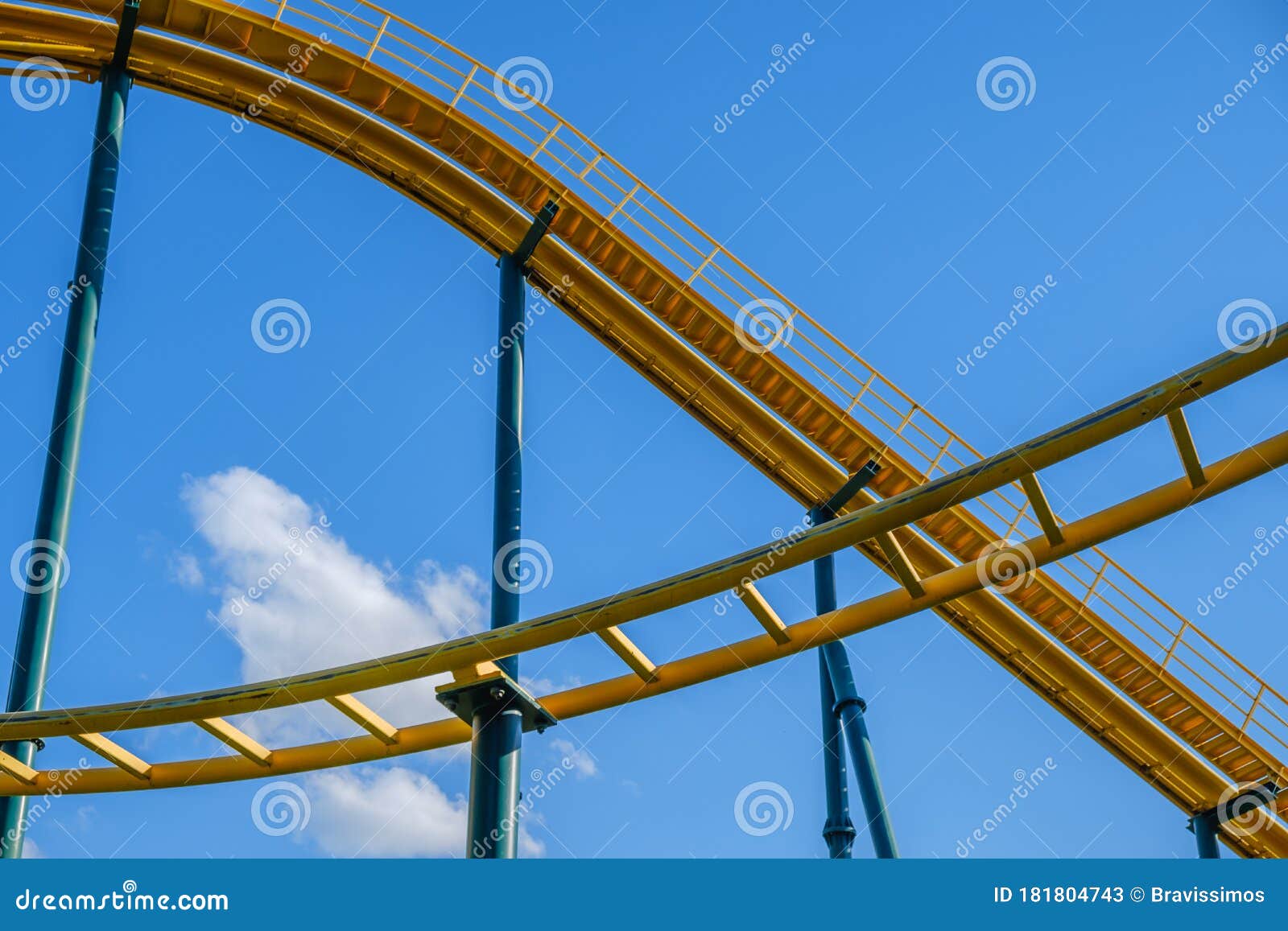 Roller Coaster Track Inside Public Amusement Park Stock Image - Image ...