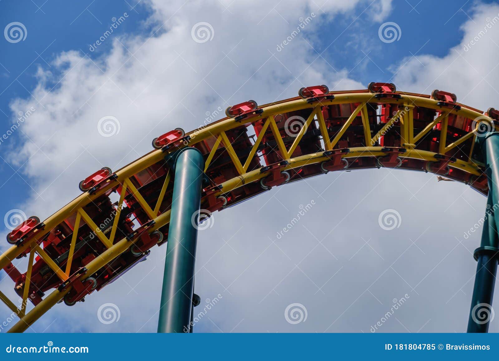 Roller Coaster Track Inside Public Amusement Park Stock Image - Image ...
