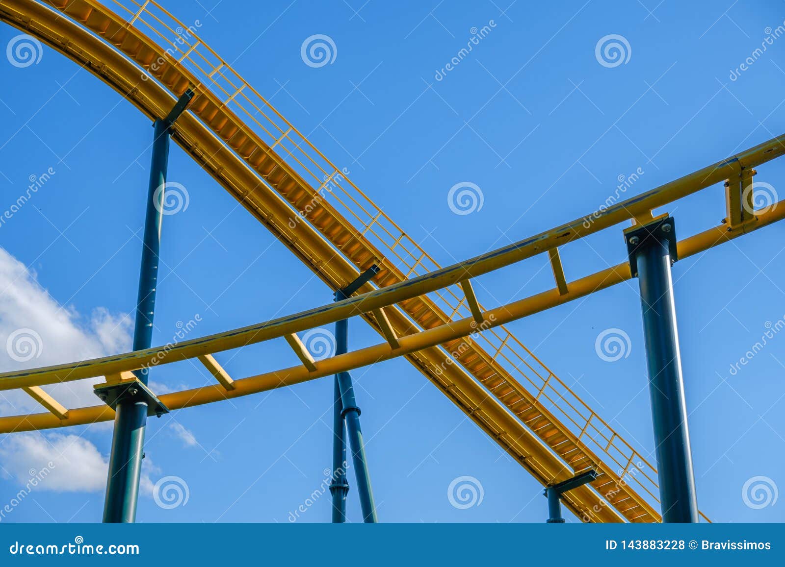Roller Coaster Track Inside Public Amusement Park Stock Photo - Image ...