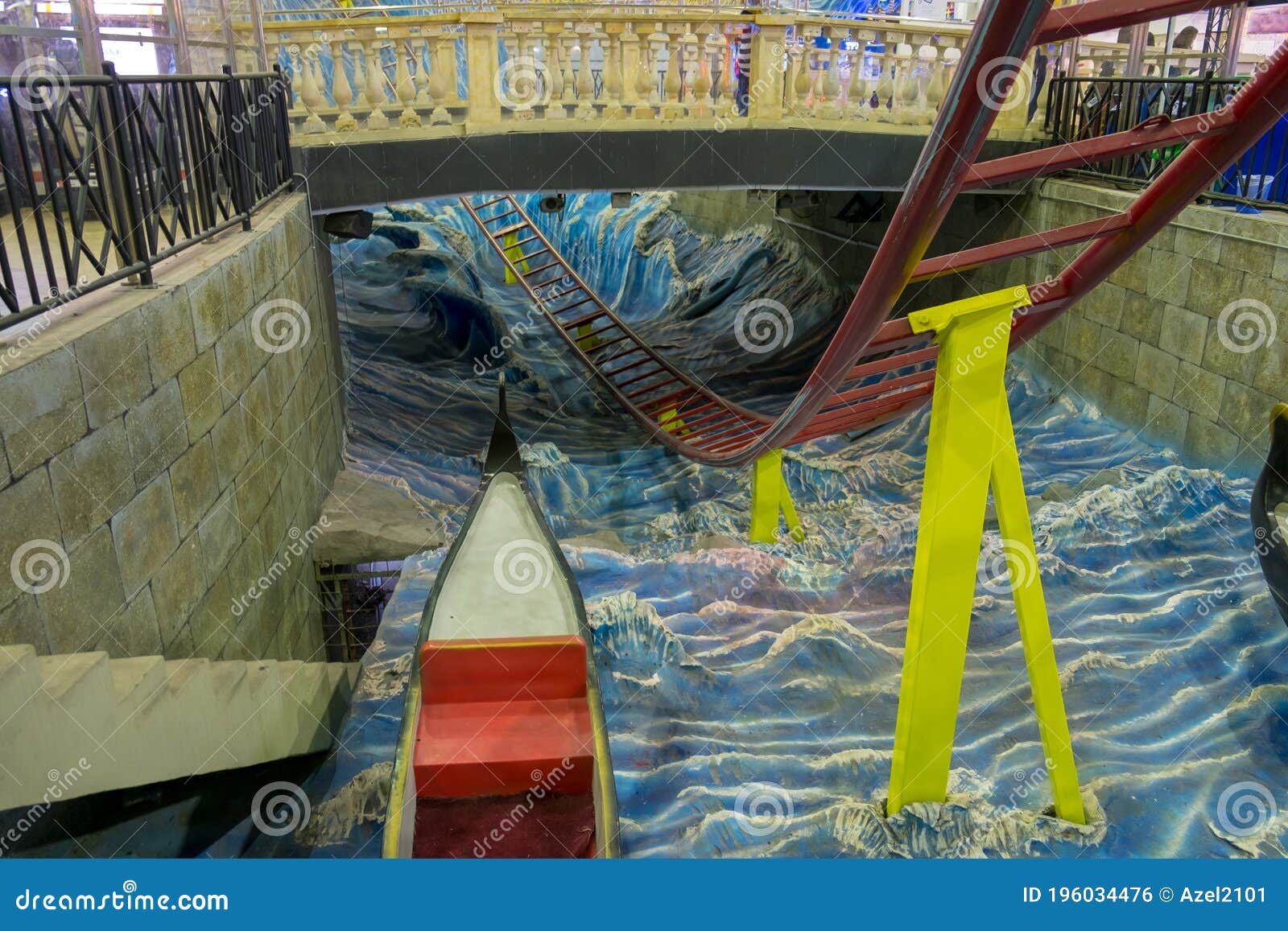Roller Coaster Rail Track Passing Under a Bridge Stock Photo - Image of ...