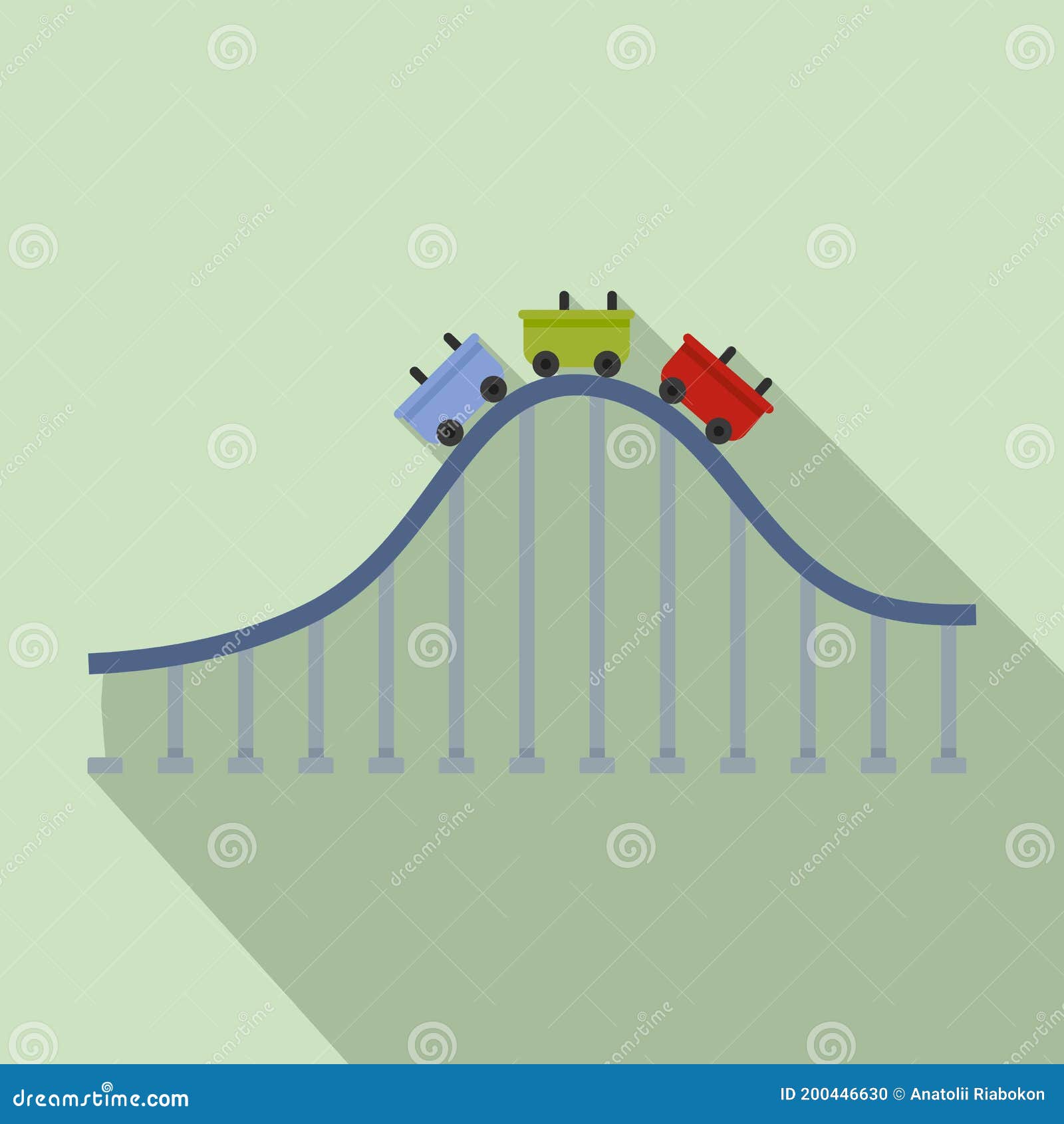 Roller Coaster Train Icon, Flat Style Stock Vector - Illustration of ...