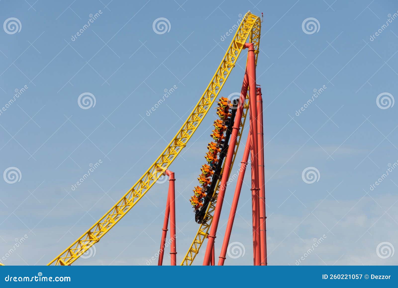 Roller Coaster Up Down Turn And A Passing Train Of Trolleys Tends To Go Down Editorial