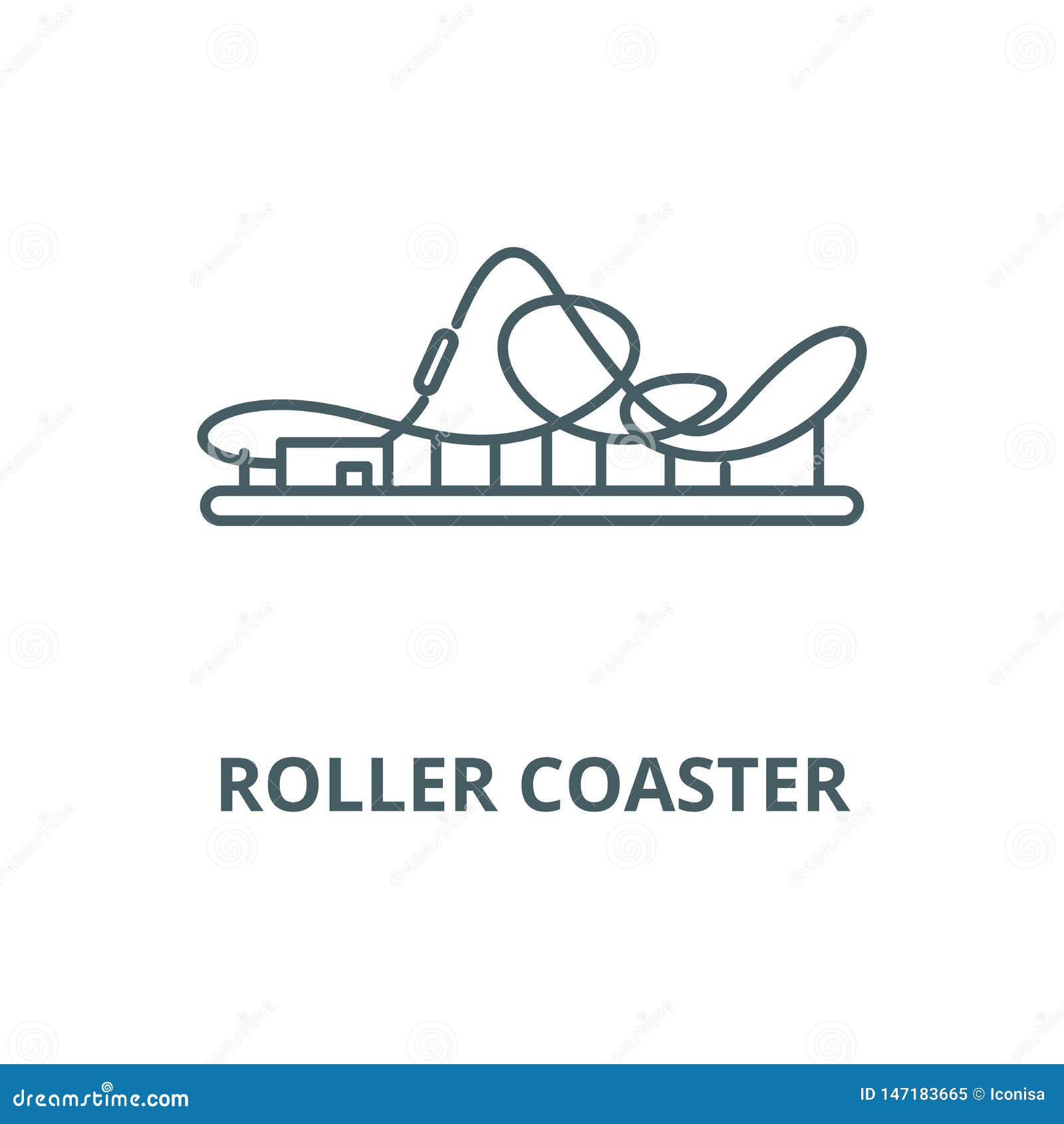 Roller Coaster Vector Line Icon, Linear Concept, Outline Sign, Symbol ...