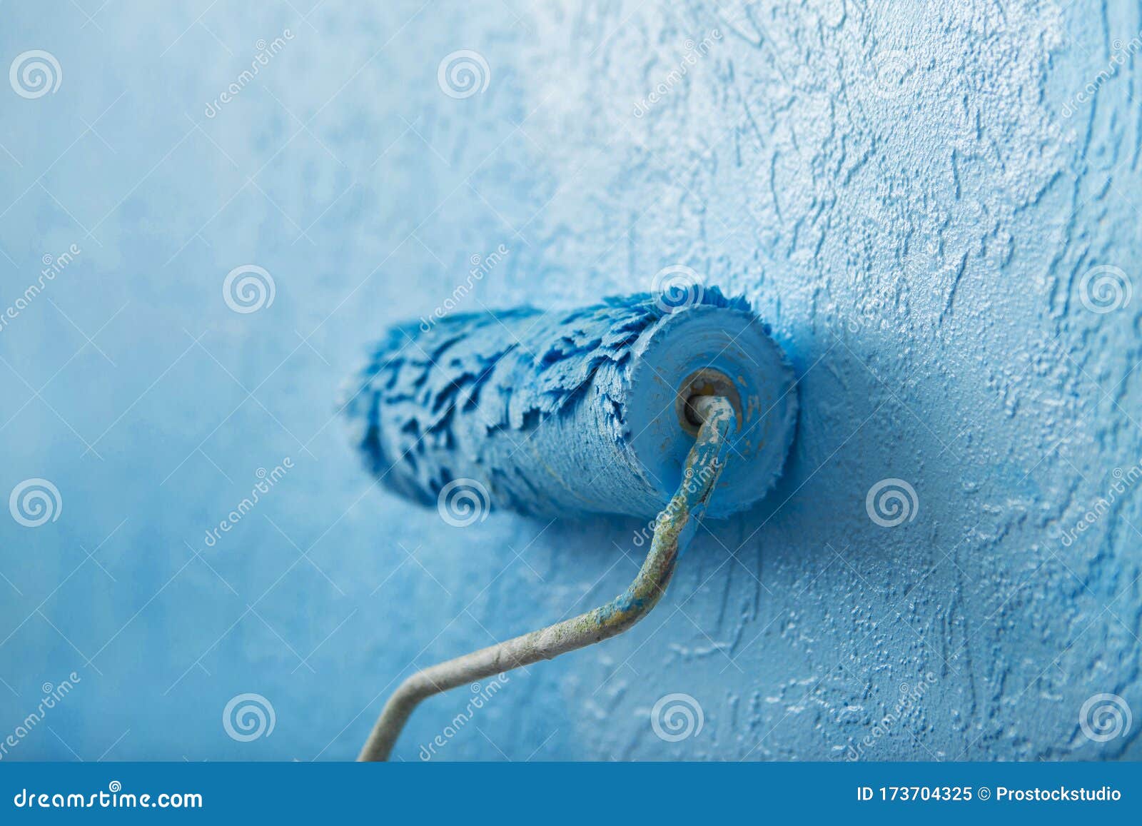 Roller Colors Wall Texture in Blue Color Stock Image - Image of ...