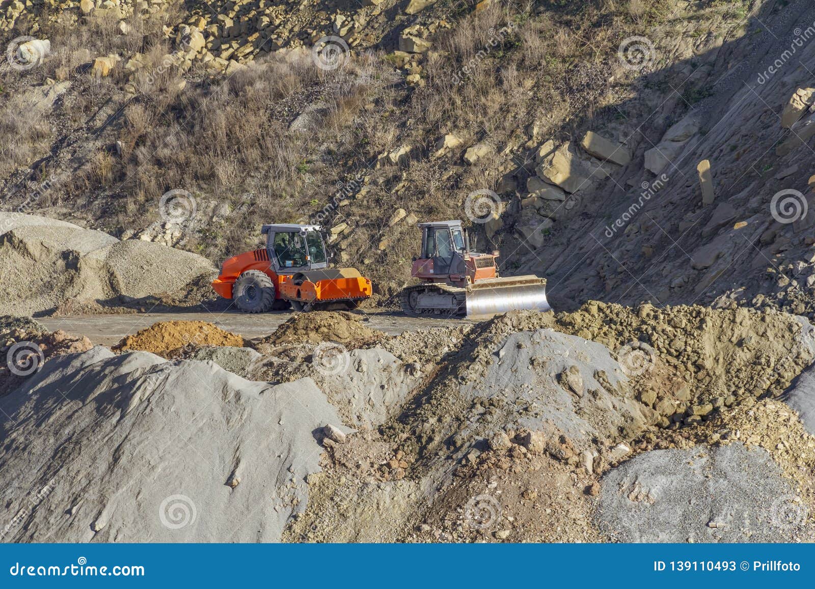 Oller Compactor and Bulldozer Stock Image - Image of heavy, outside ...