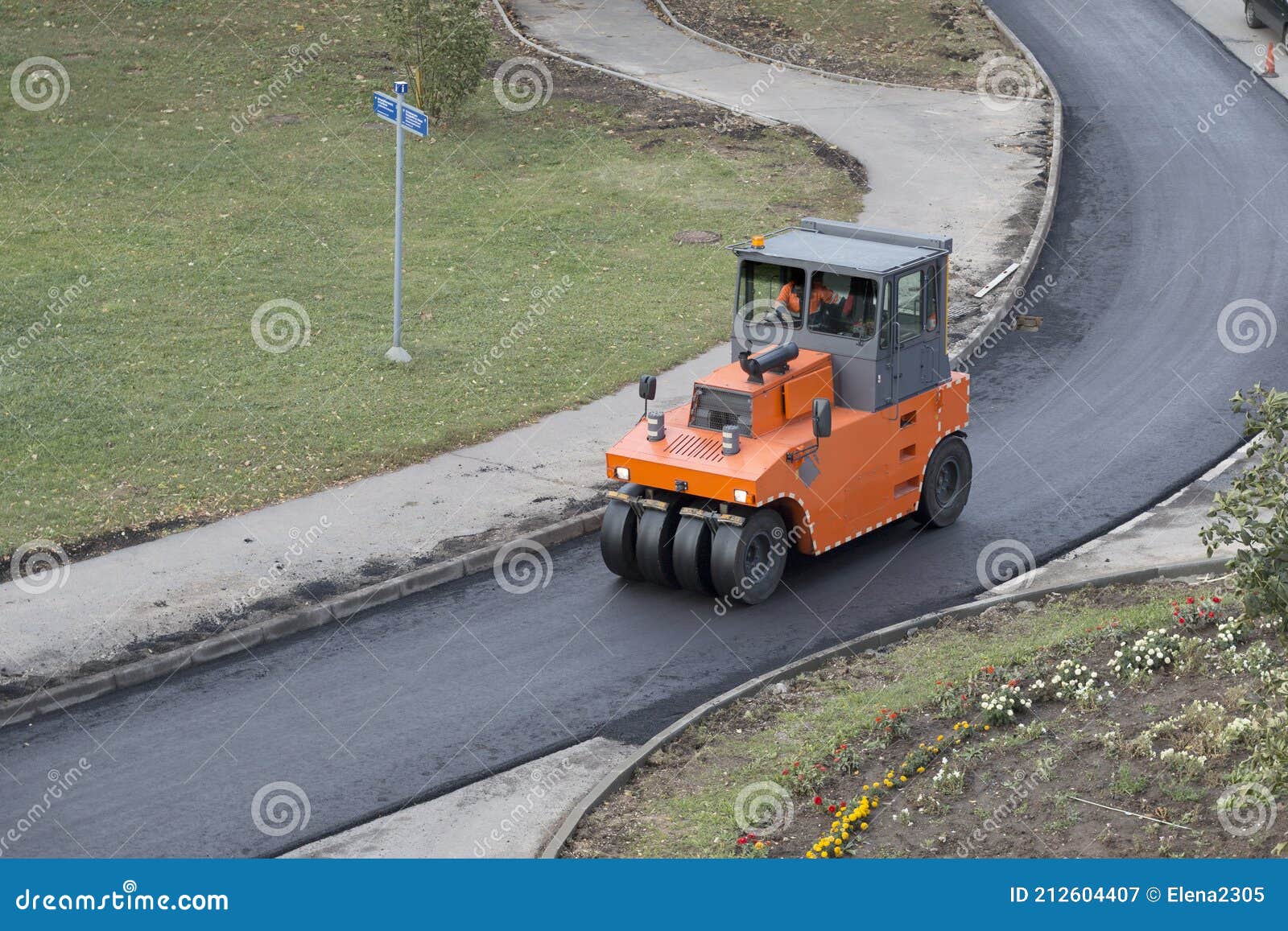 Roller Compactor during Operation Stock Image - Image of bitumen, road ...