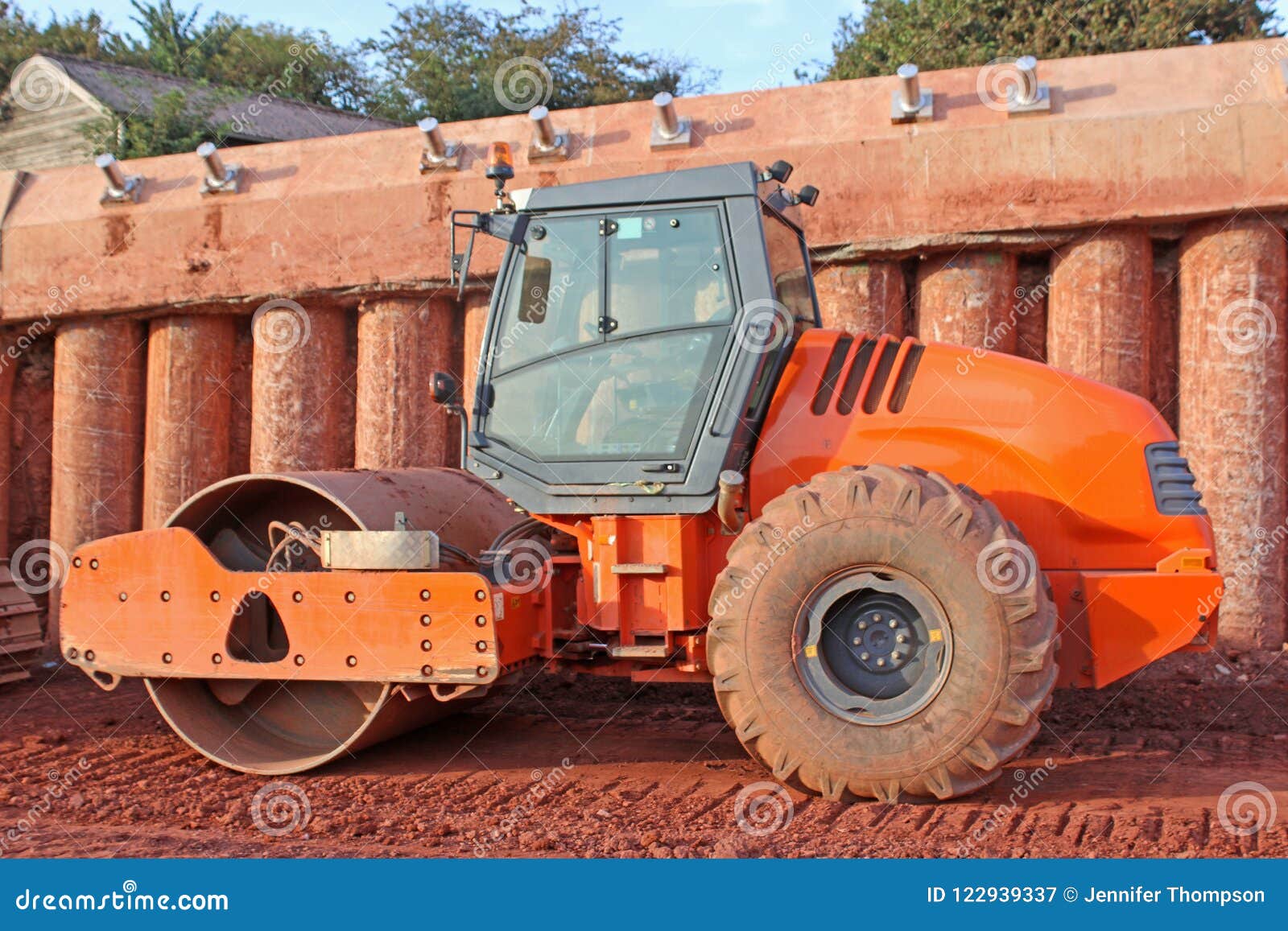 Roller on a Construction Site Stock Image - Image of truck, cutting ...