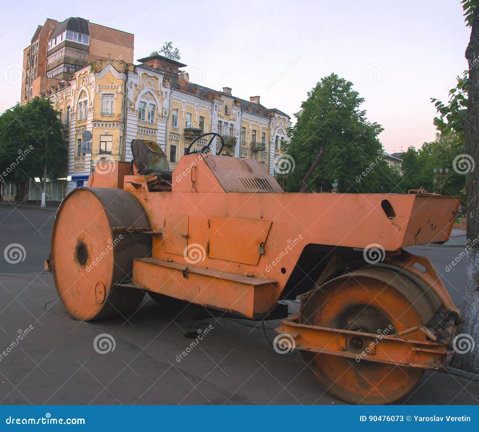 Roller at the Construction Site Stock Image - Image of construction ...