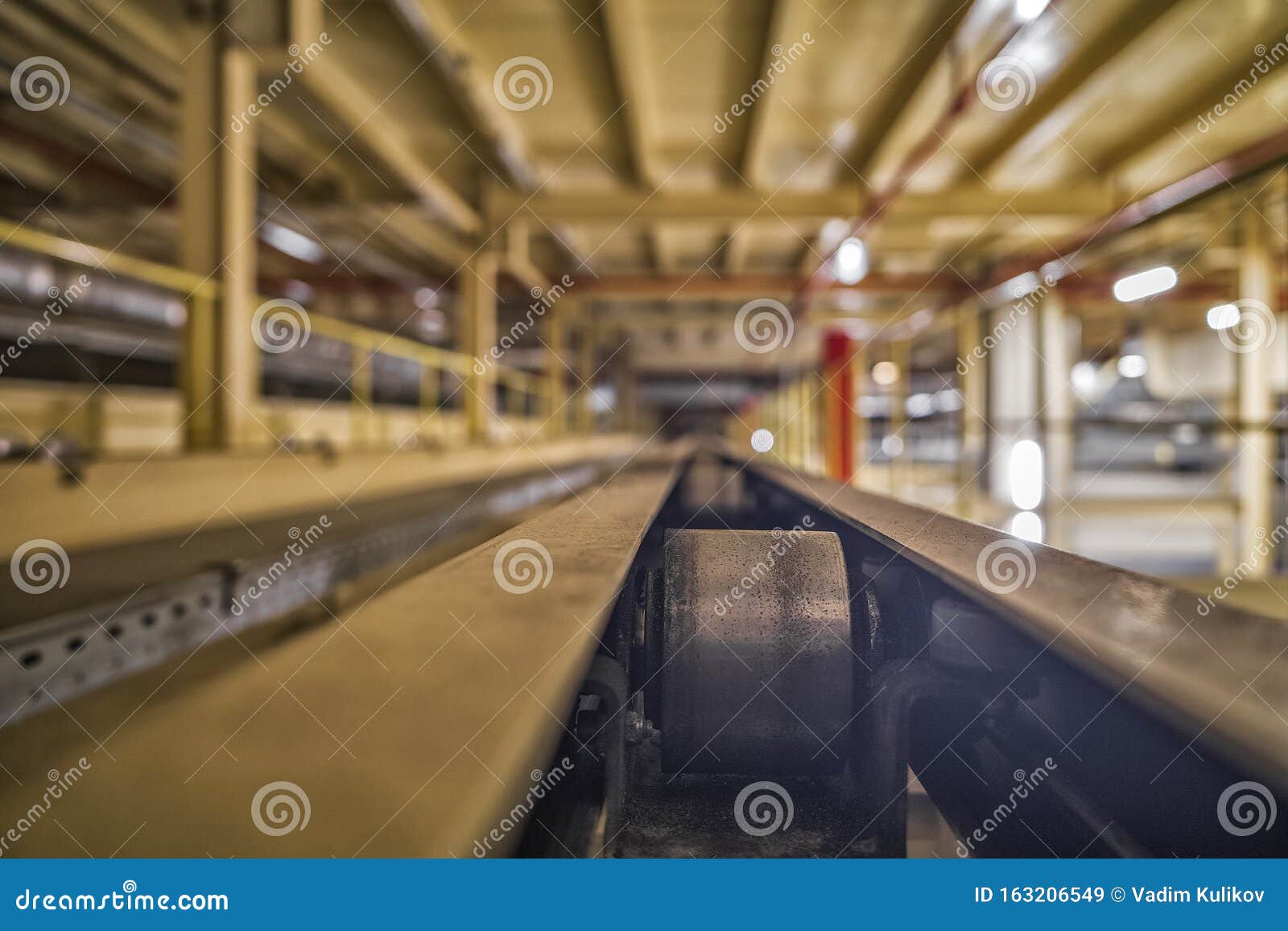 Roller Conveyor Close-up of the Empty Conveyor Belt on the Production ...