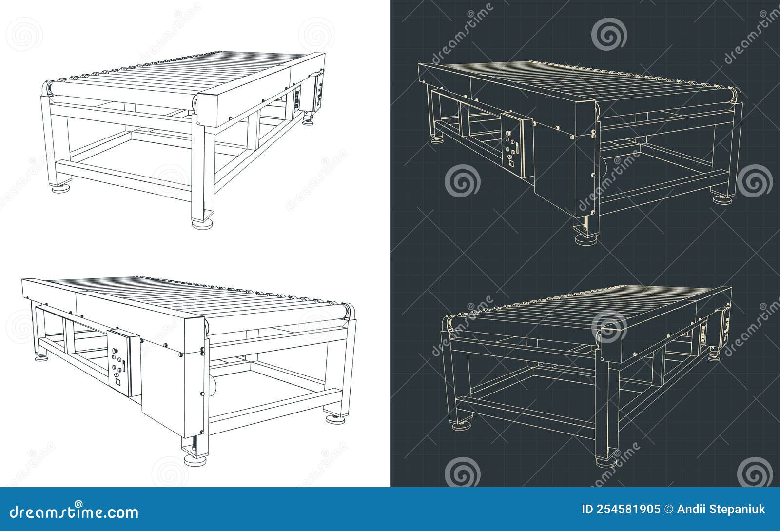 Roller Conveyor Drawings Cartoon Vector | CartoonDealer.com #254581905